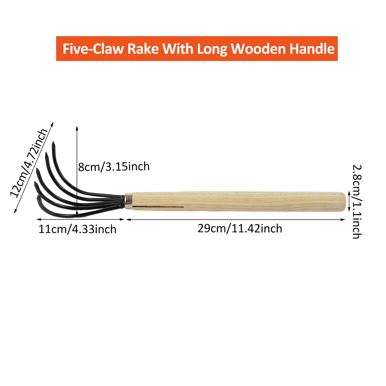 Nebublu Garden Hand Rake Tool, 5,Claw Cultivator for Effective Soil ...