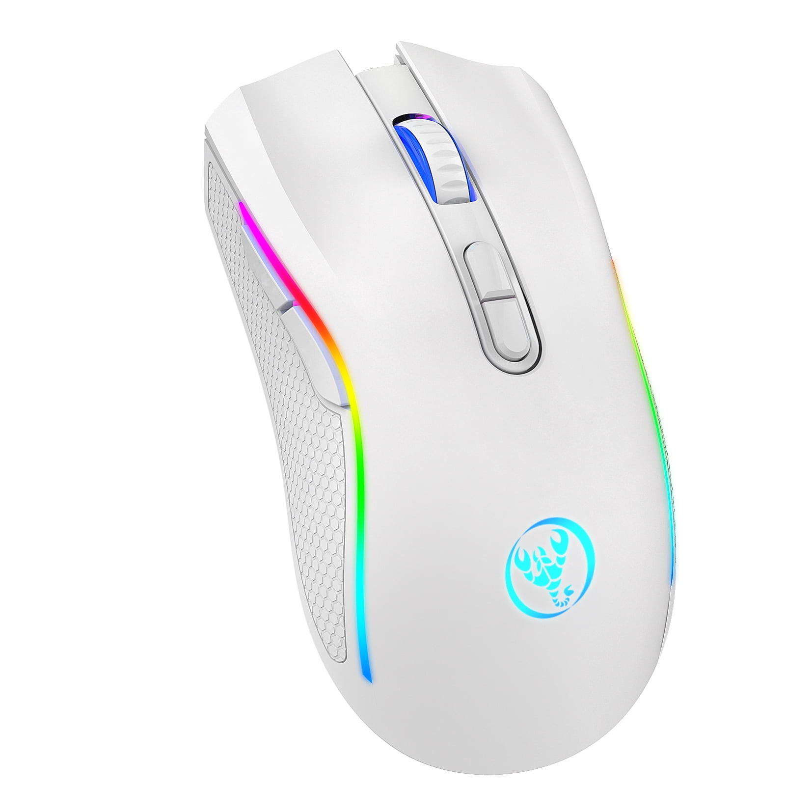 Nebublu HXSJ T69 Optical Wireless Gaming Mouse with 10 Million Lifetime Keystroke, White ...