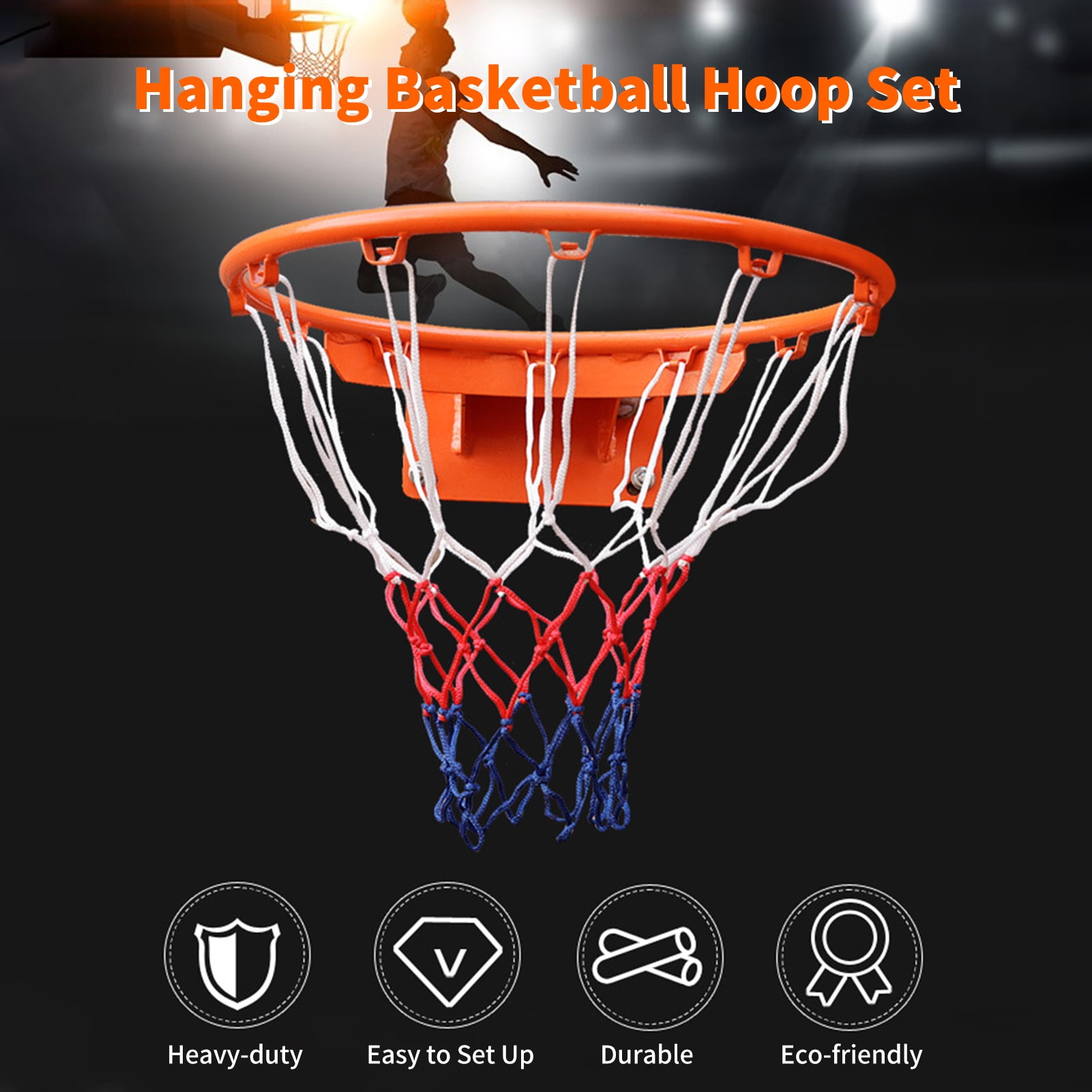 Nebublu Heavy Duty Wall Mounted Basketball Hoop Set - Durable Rim Goal ...