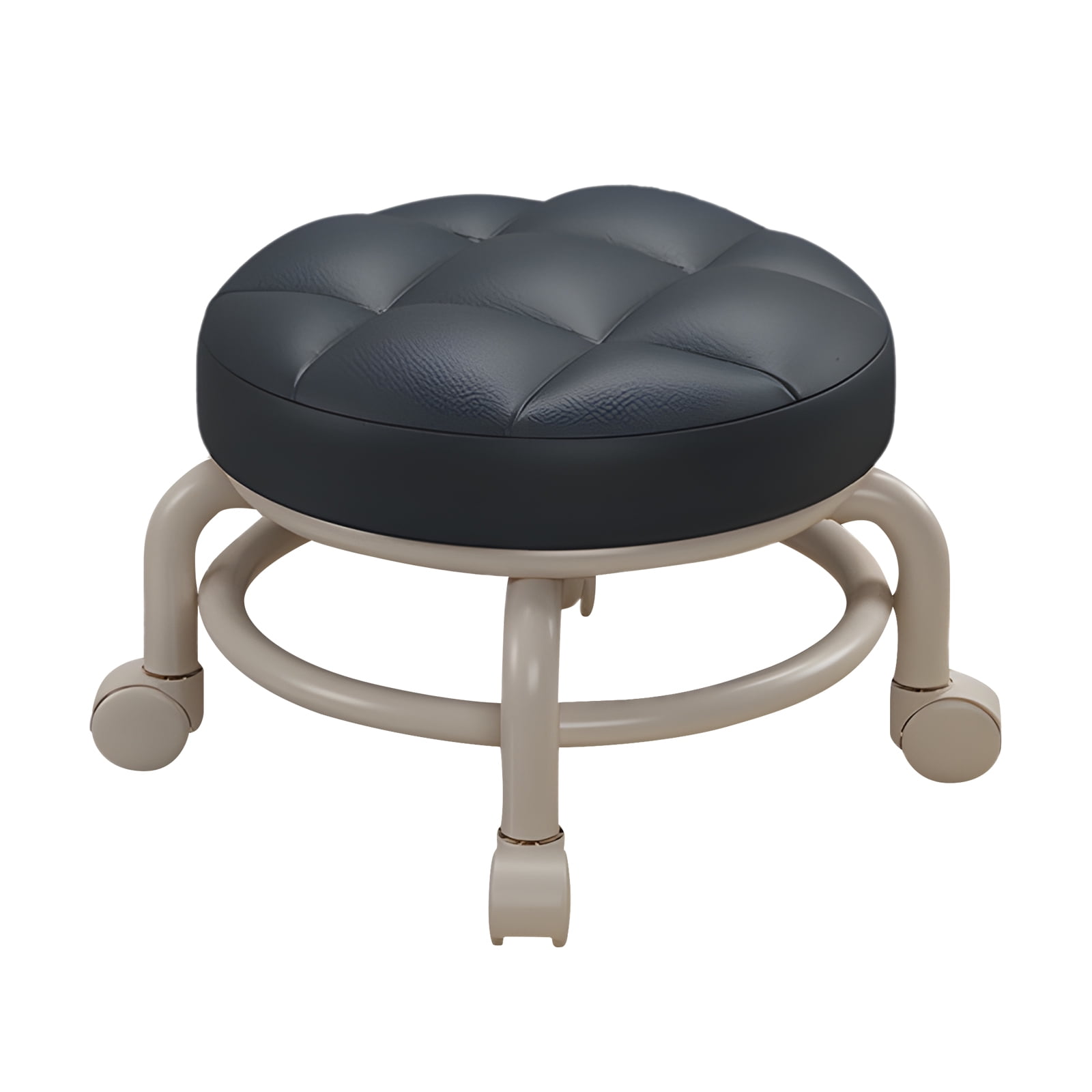 Nebublu Rolling Stool,PU Leather Round Roller Stools Universal Leather ...