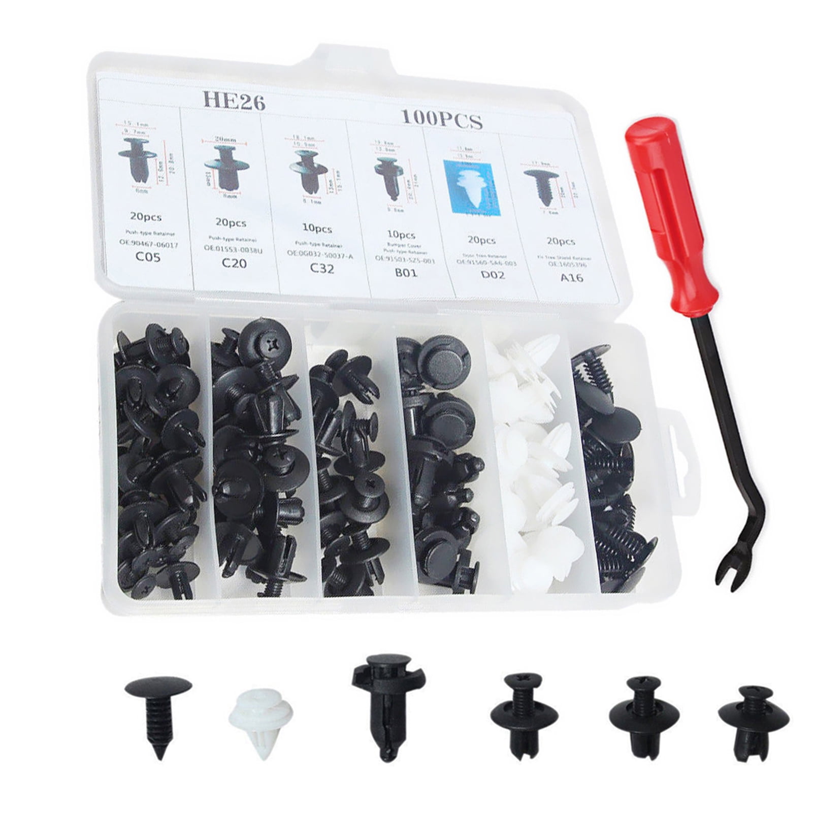 Nebublu Screwdriver suit,Push Door 100 Pcs Car Fasteners Push Panel ...