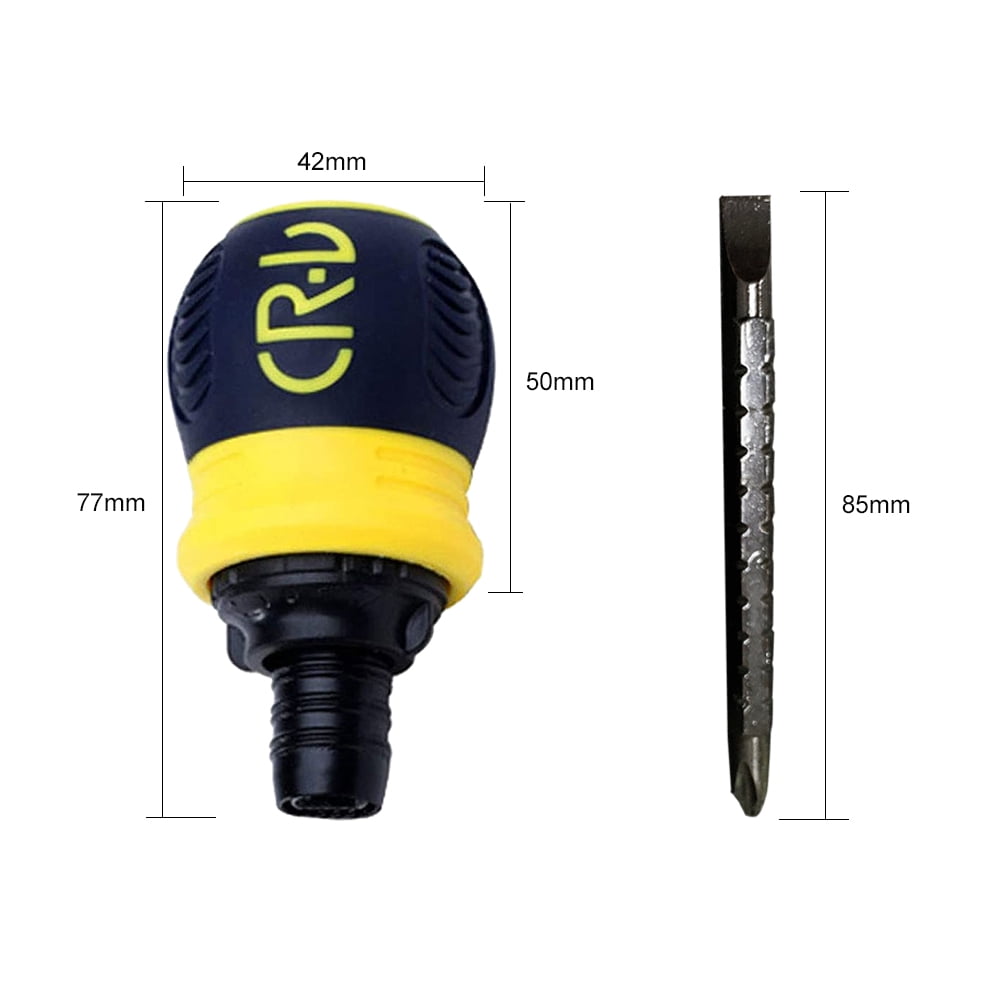 Nebublu Stubby Screwdriver Ratcheting Screwdriver Slotted and Cross ...