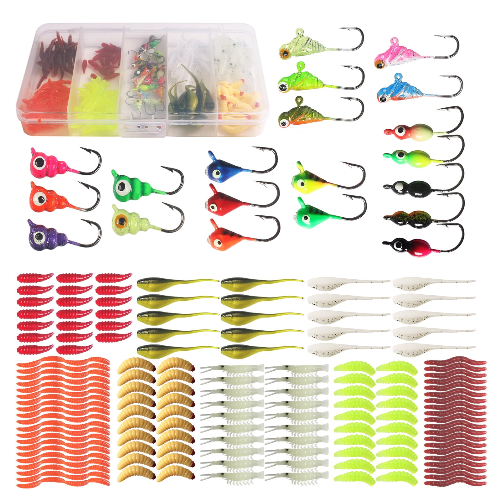 Nebublu hook,Ice Lures 160pcs Ice Fishing Jigs Walleye Crappie Walleye ...