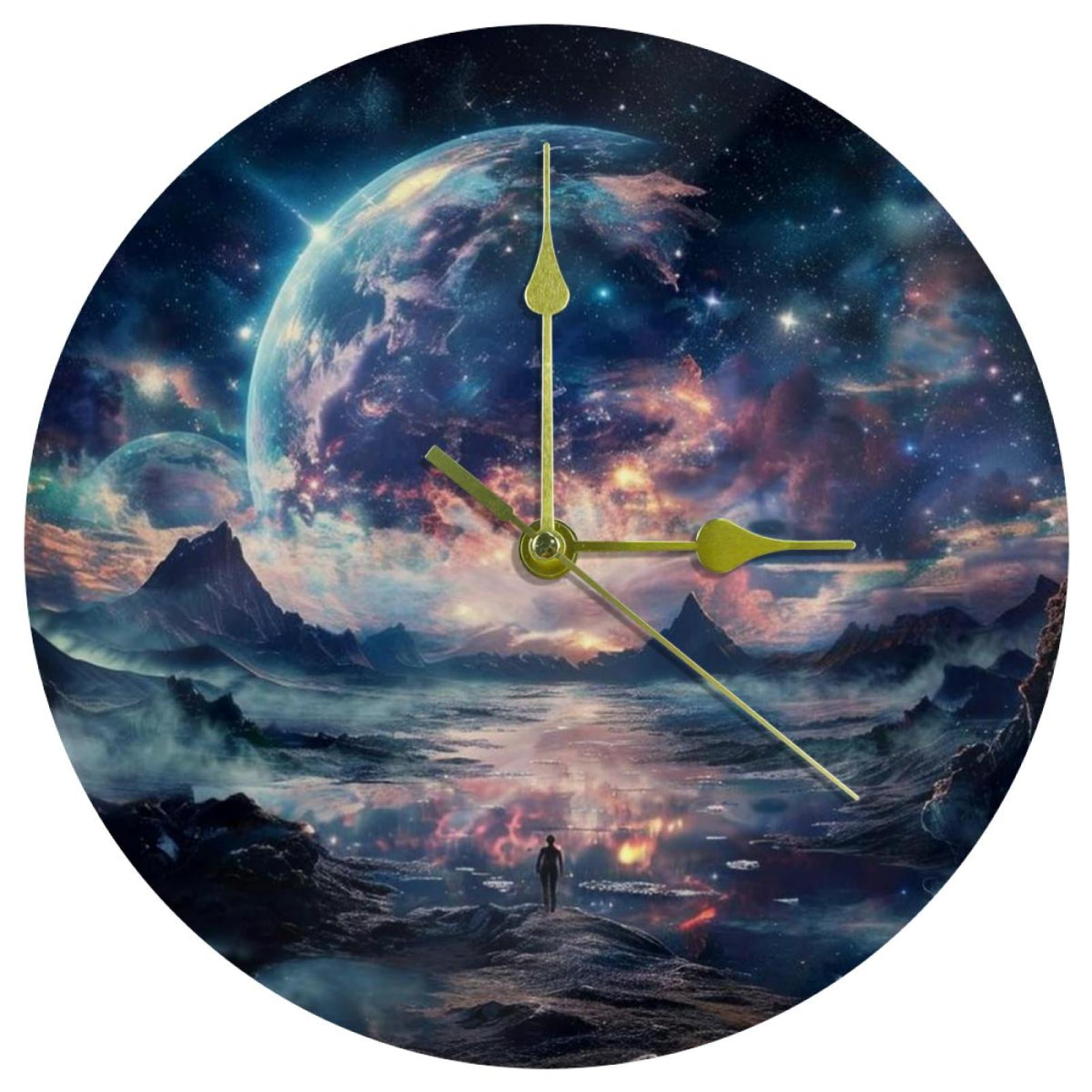 Nebula 9.8 Inch Round Acrylic Silent Non Ticking Battery Powered Wall ...