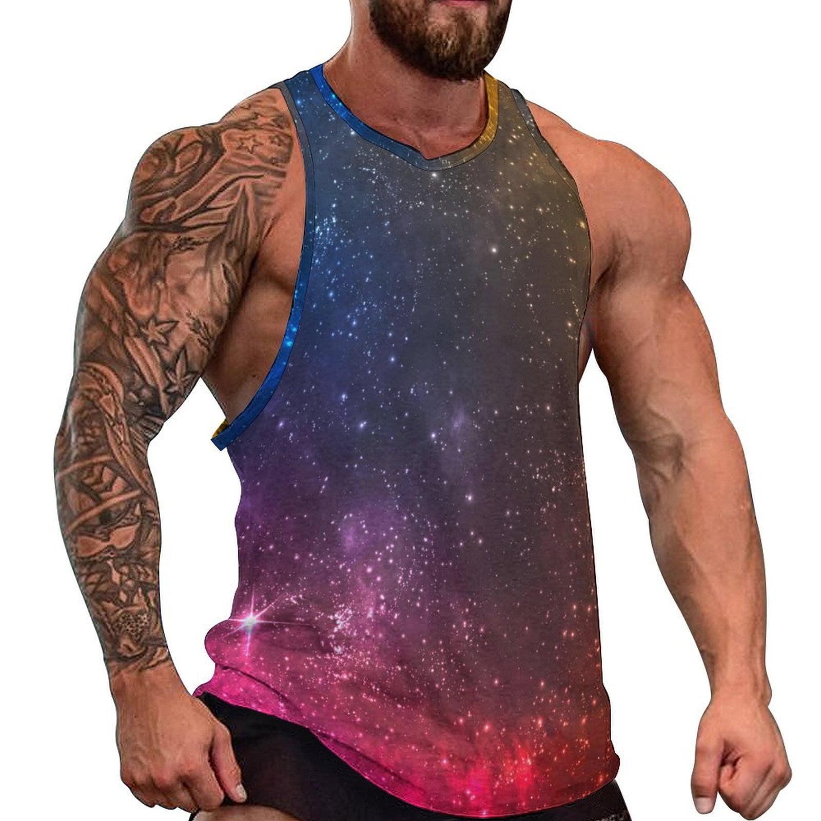 Nebula And Galaxy Tank Top Males Blue Space Tops Summer Design ing ...