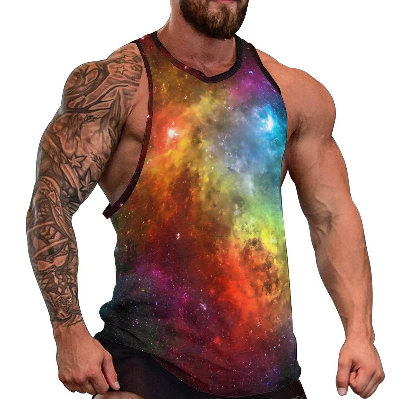 Nebula And Galaxy Tank Top Males Blue Space Tops Summer Design ing ...