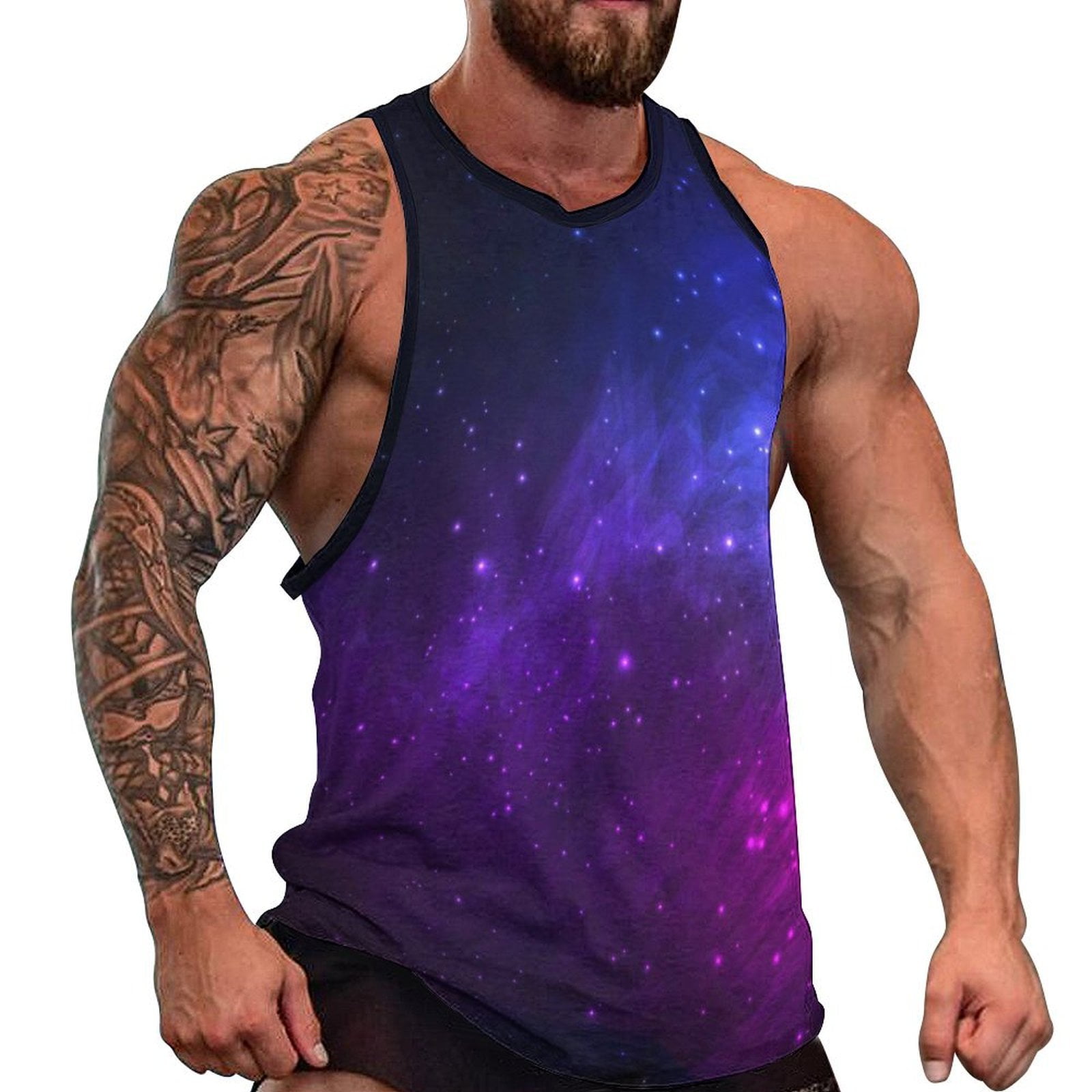 Nebula And Galaxy Tank Top Males Blue Space Tops Summer Design ing ...