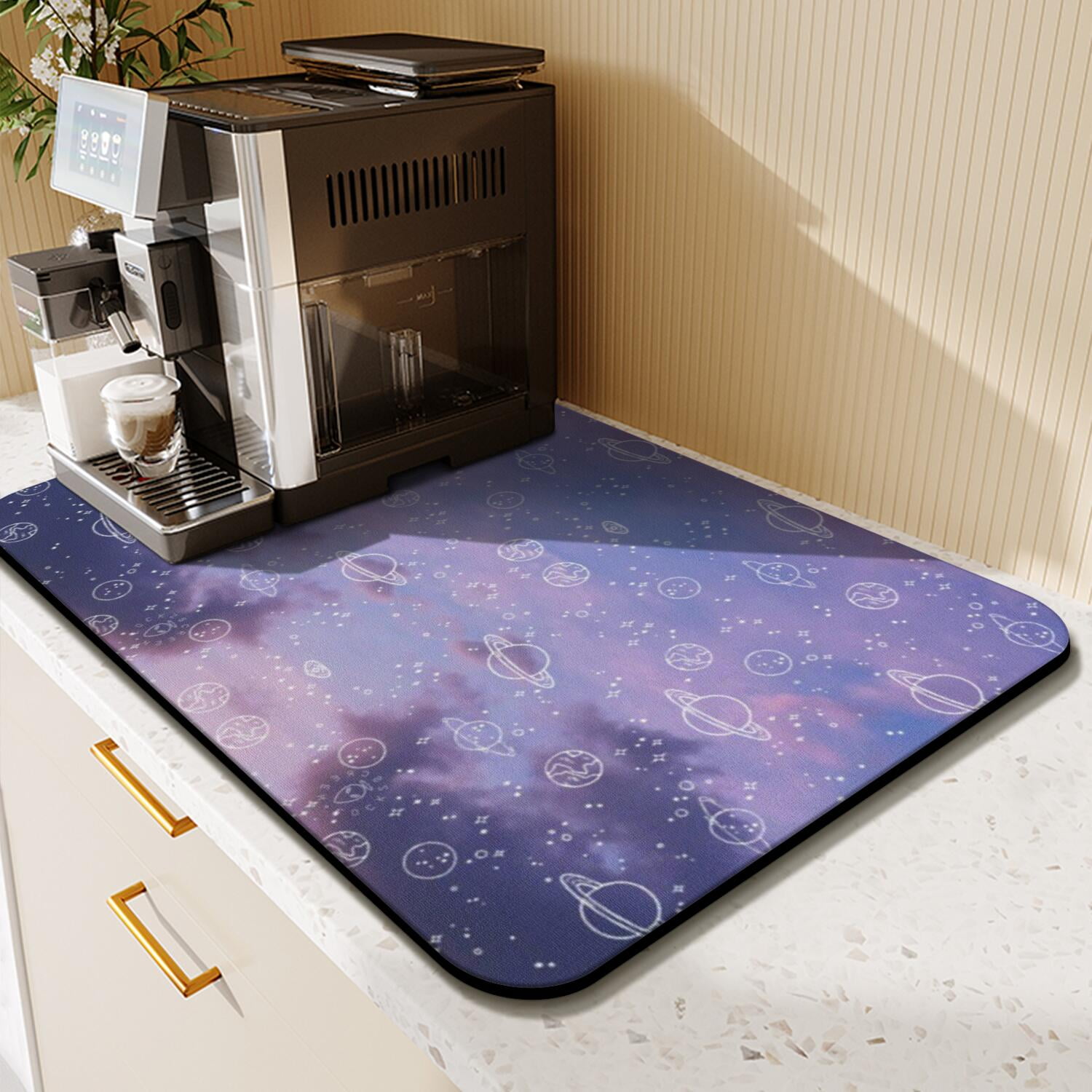 Nebula Cosmic Kitchen Mat - Waterproof Starry Night Pattern Dish Rack ...