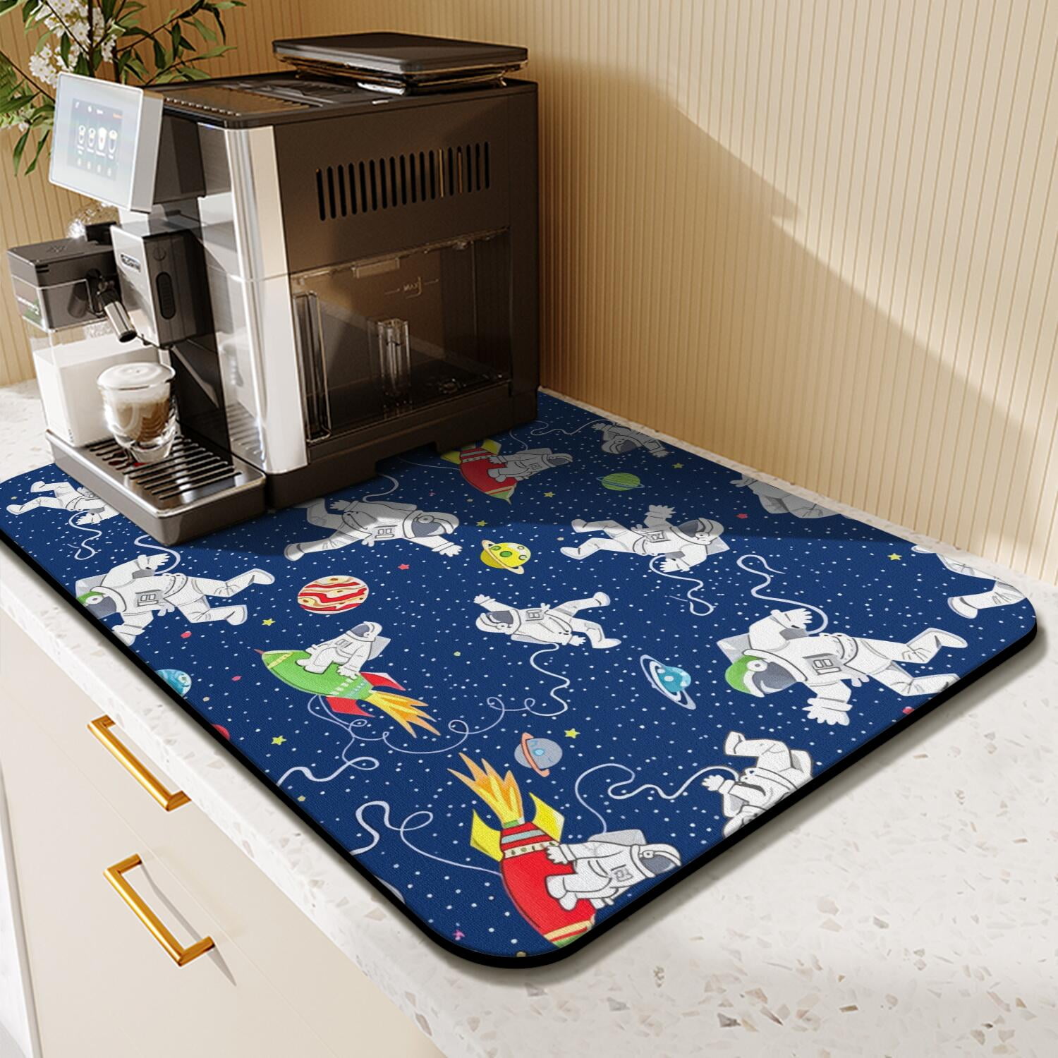 Nebula Cosmic Kitchen Mat - Waterproof Starry Night Pattern Dish Rack ...