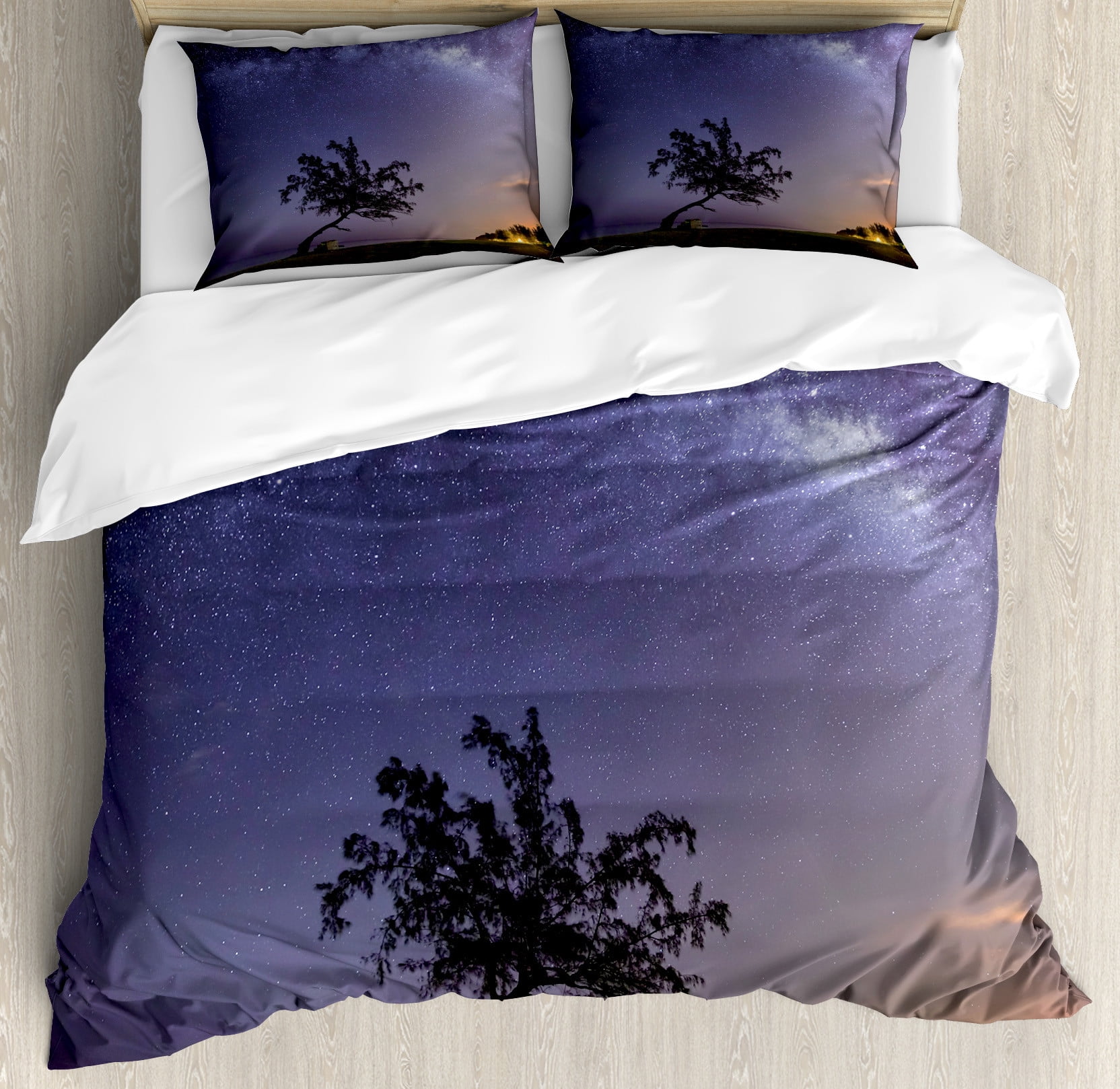 Nebula Duvet Cover Sets, Tree and Milky Way Outer Space Galaxy Stars ...