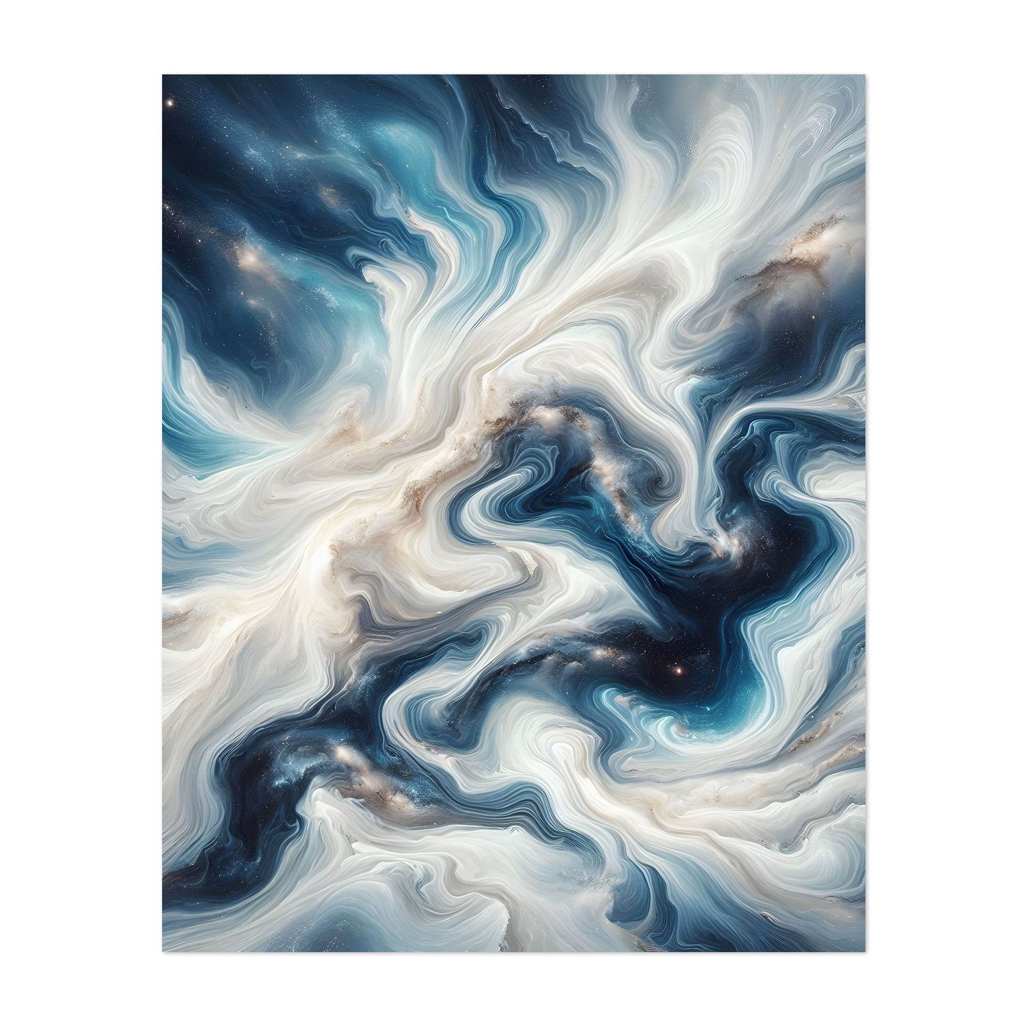 Nebula Flow - India Painting Abstract Space Cosmic Surrealism Stars Night Sky Fantasy Unframed ...