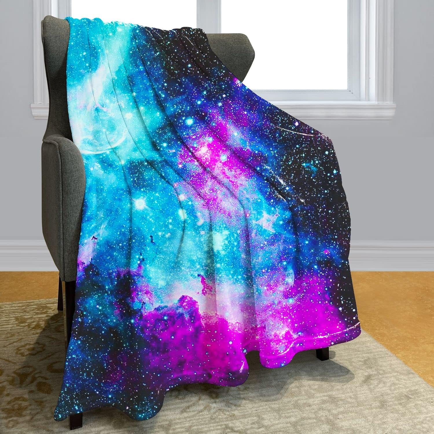 Nebula Galaxy Throw Blanket Fantasy Purple Blue Starry Sky Space Fleece ...
