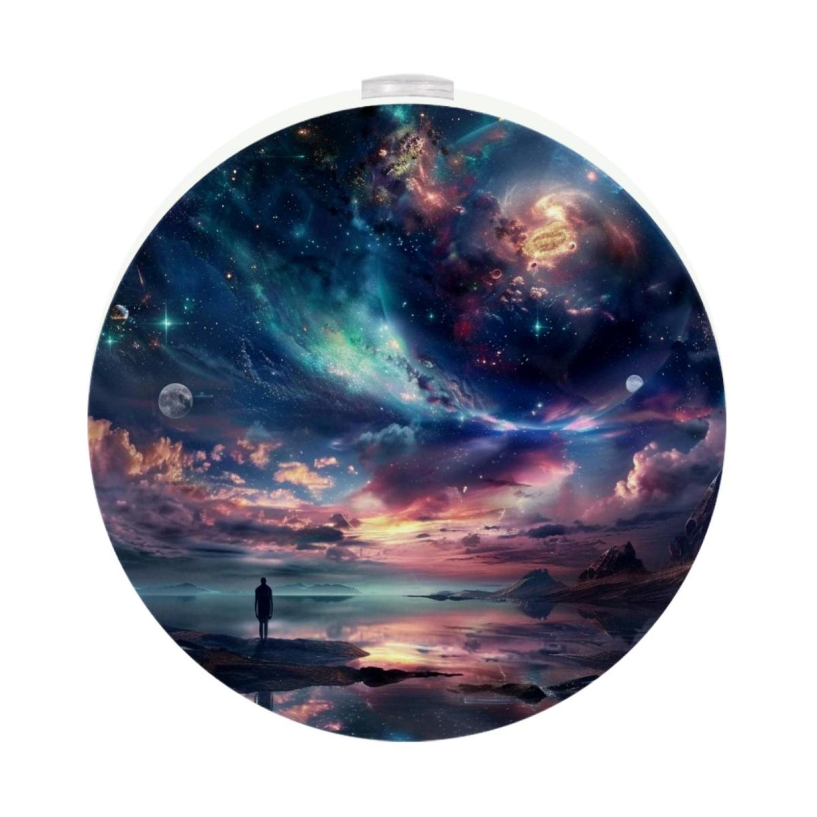 Nebula LED Round Night Light-2PCS, Energy Efficient Plug-in Bedroom Lighting, Soft White Glow ...