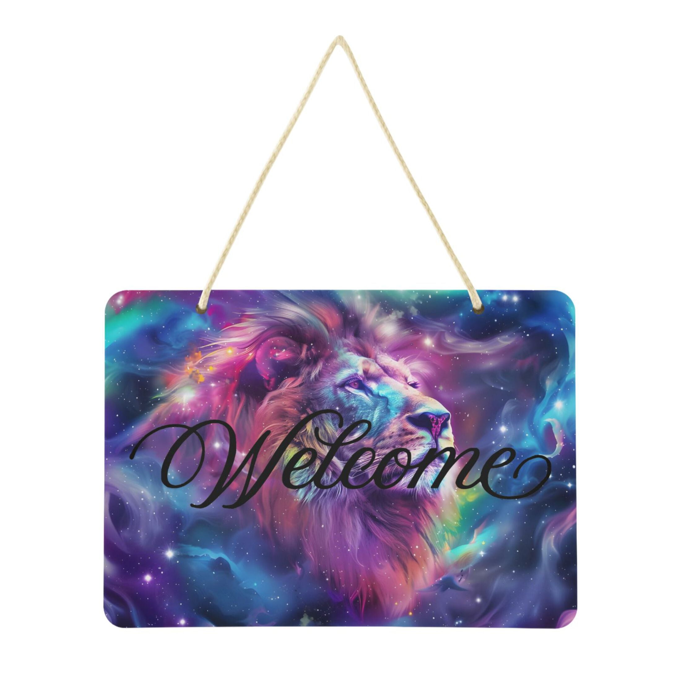 Nebula Lion Head Welcome Sign Front Door PVC 14x10 inch Hanger Hello ...