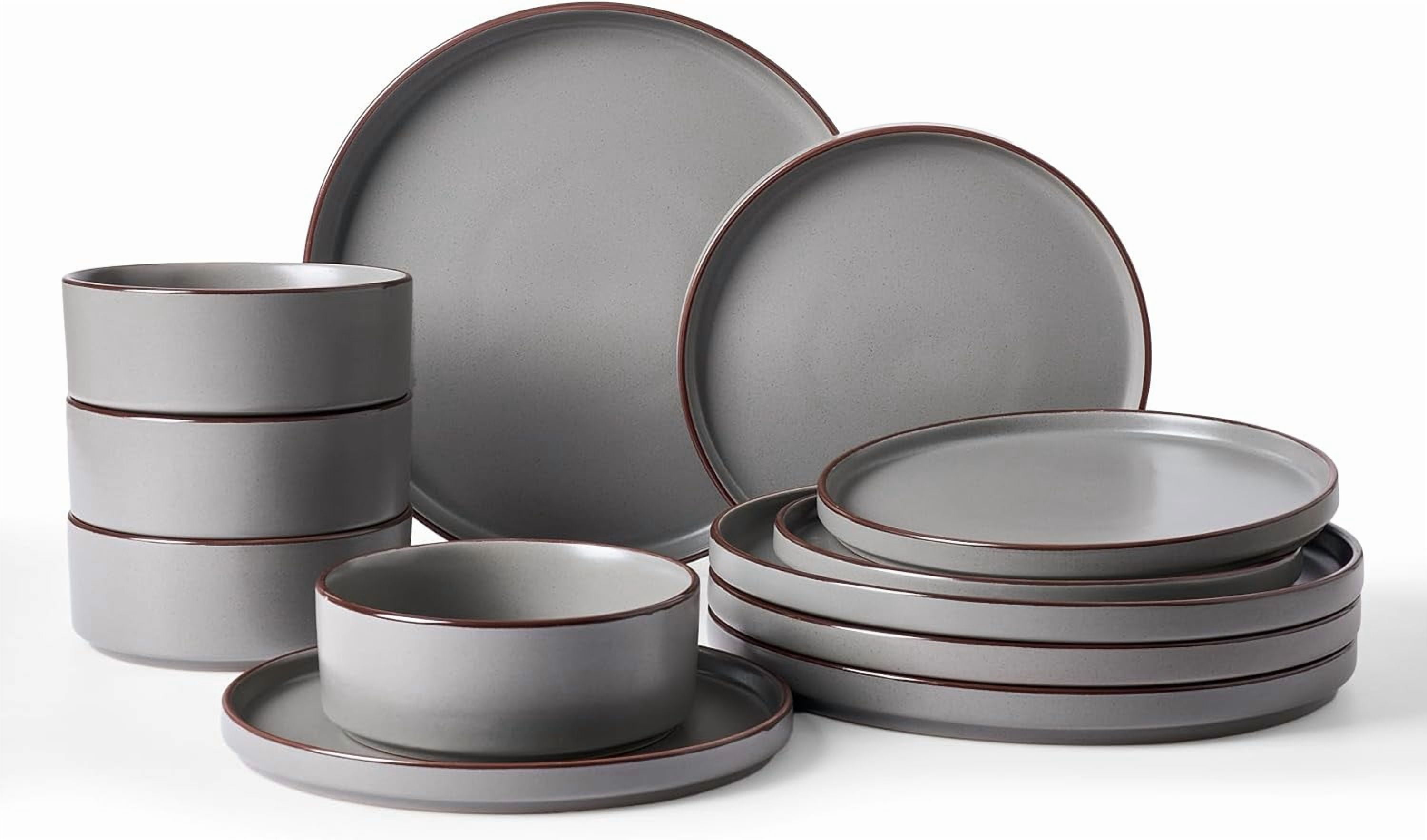 Nebula Ridge Stoneware Dinnerware Sets, Plates and Bowls Sets for 4, 12 ...