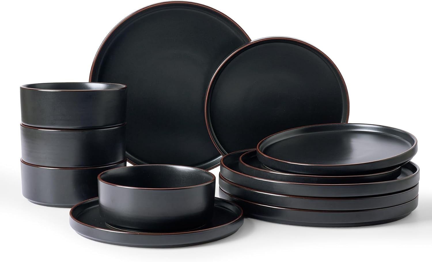 Nebula Ridge Stoneware Dinnerware Sets, Plates and Bowls Sets for 4, 12 ...