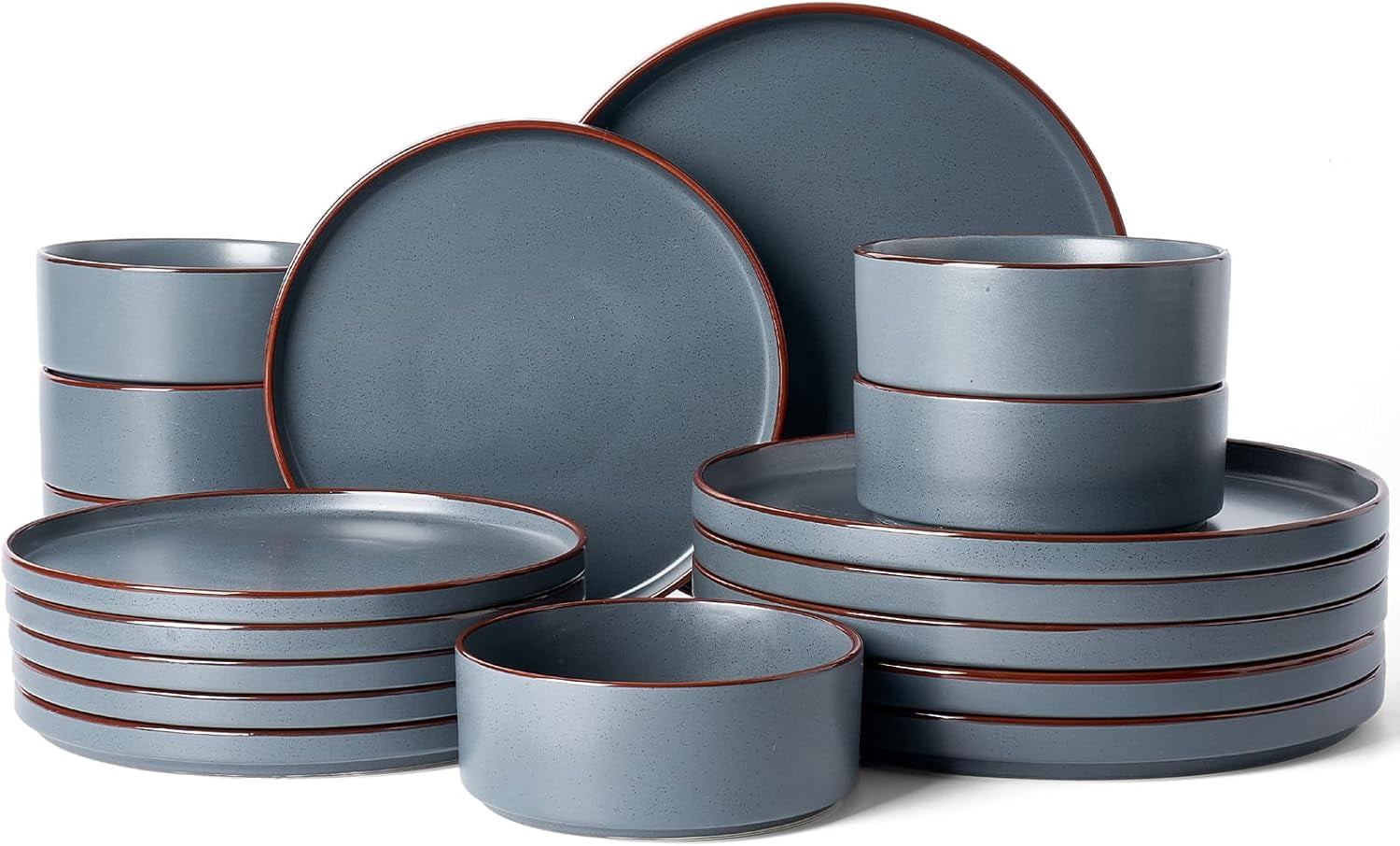Nebula Ridge Stoneware Dinnerware Sets for 6, Plates and Bowls Sets, 18 ...