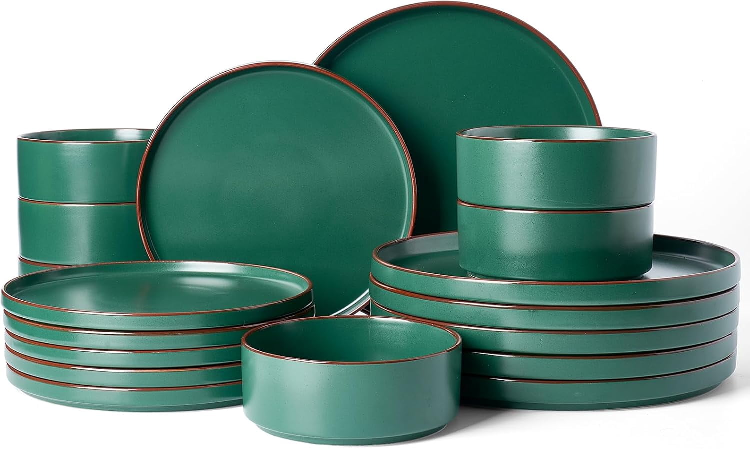 Nebula Ridge Stoneware Dinnerware Sets for 6, Plates and Bowls Sets, 18 ...
