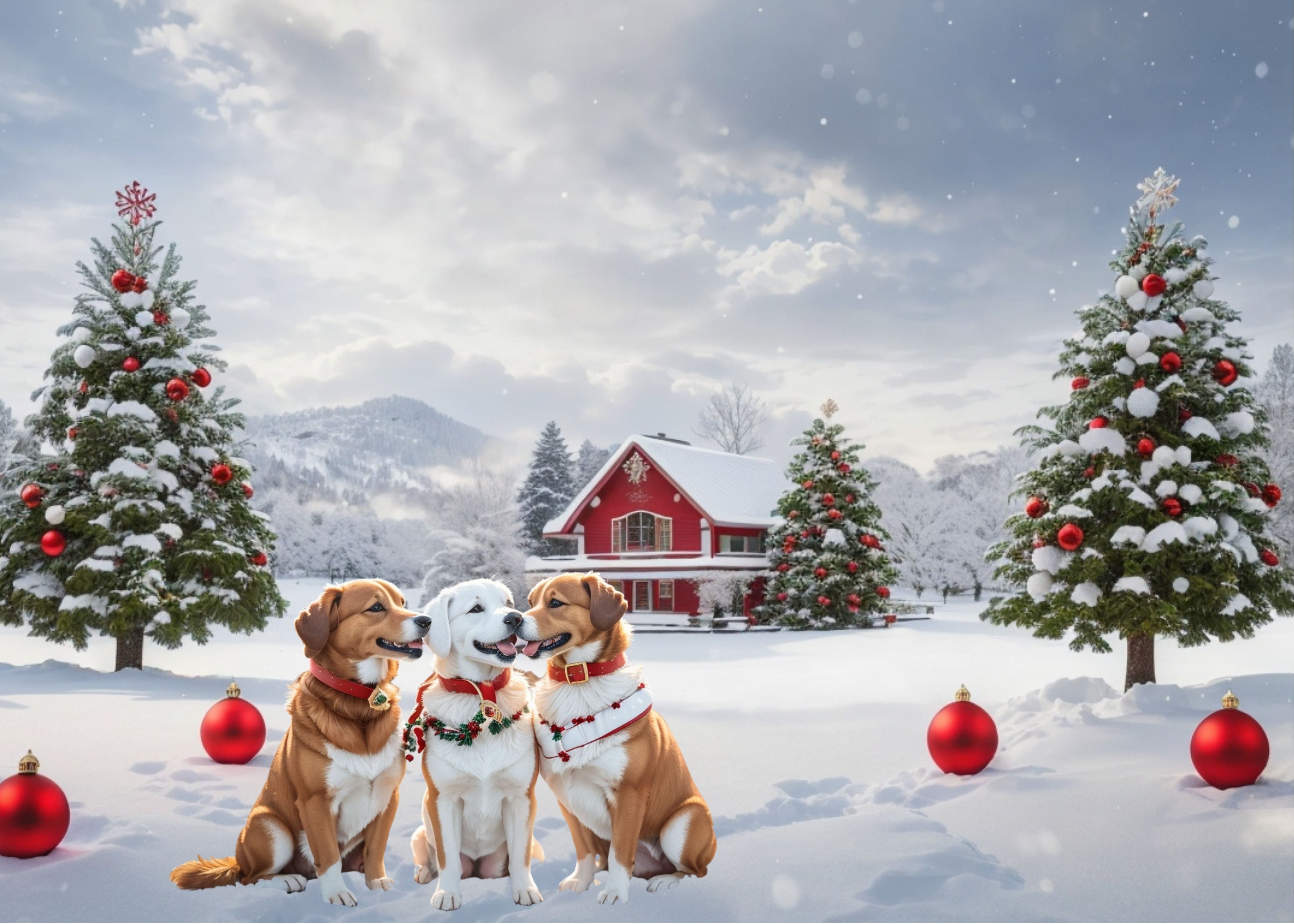 Nebula Voyager, Paws of Friendship, Dogs Cuddling in Snow, Harmonic ...
