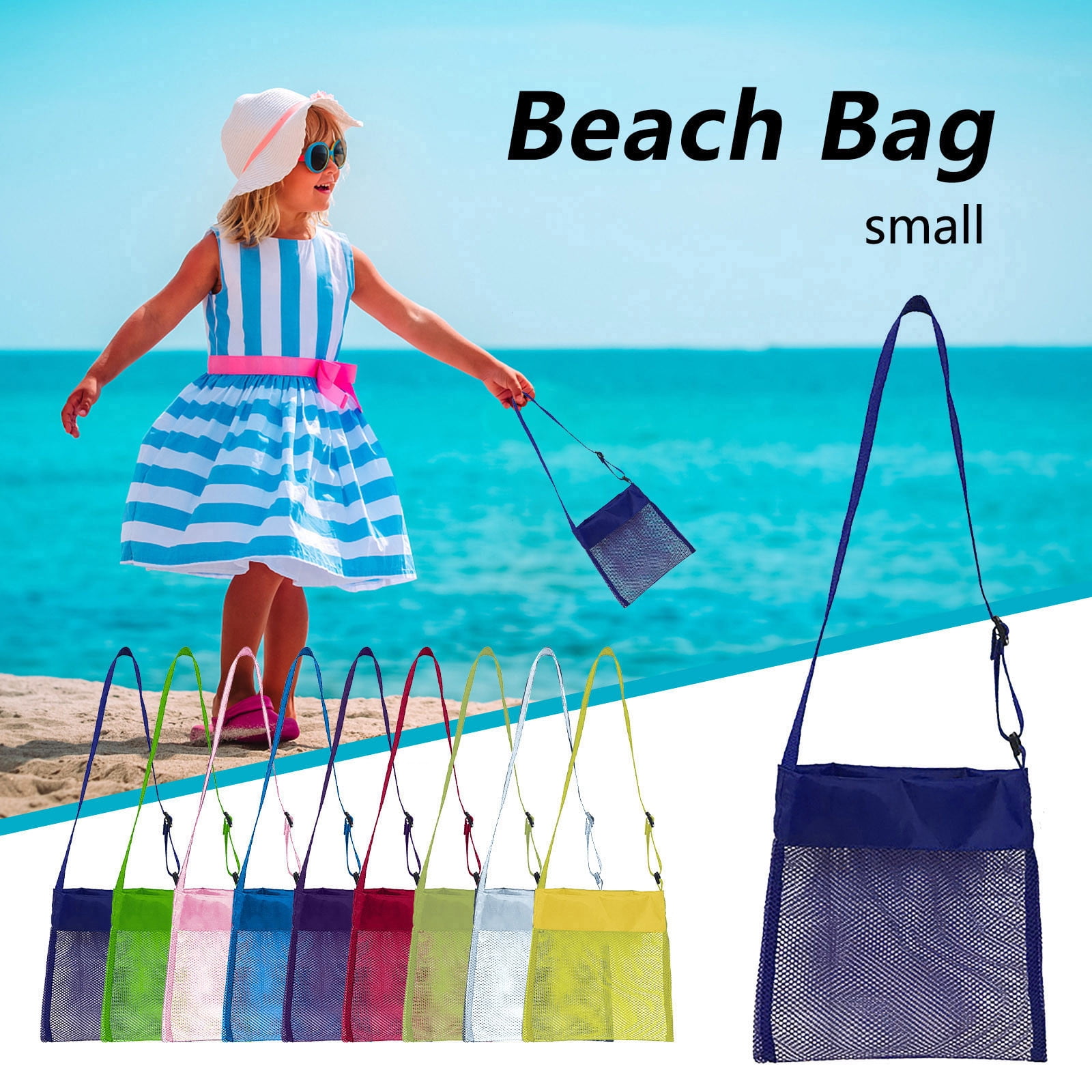 Nebwoak Kids Beach Toy Mesh Bag (21cm x 21cm) - Shell Collecting Bag ...