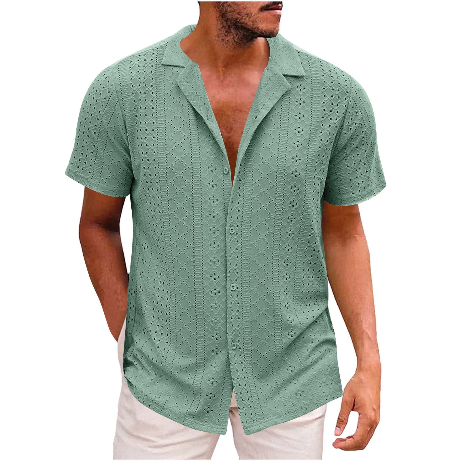 Nebwoak Mens Casual Button Down Shirts Summer Fashion Loose Fit Short ...