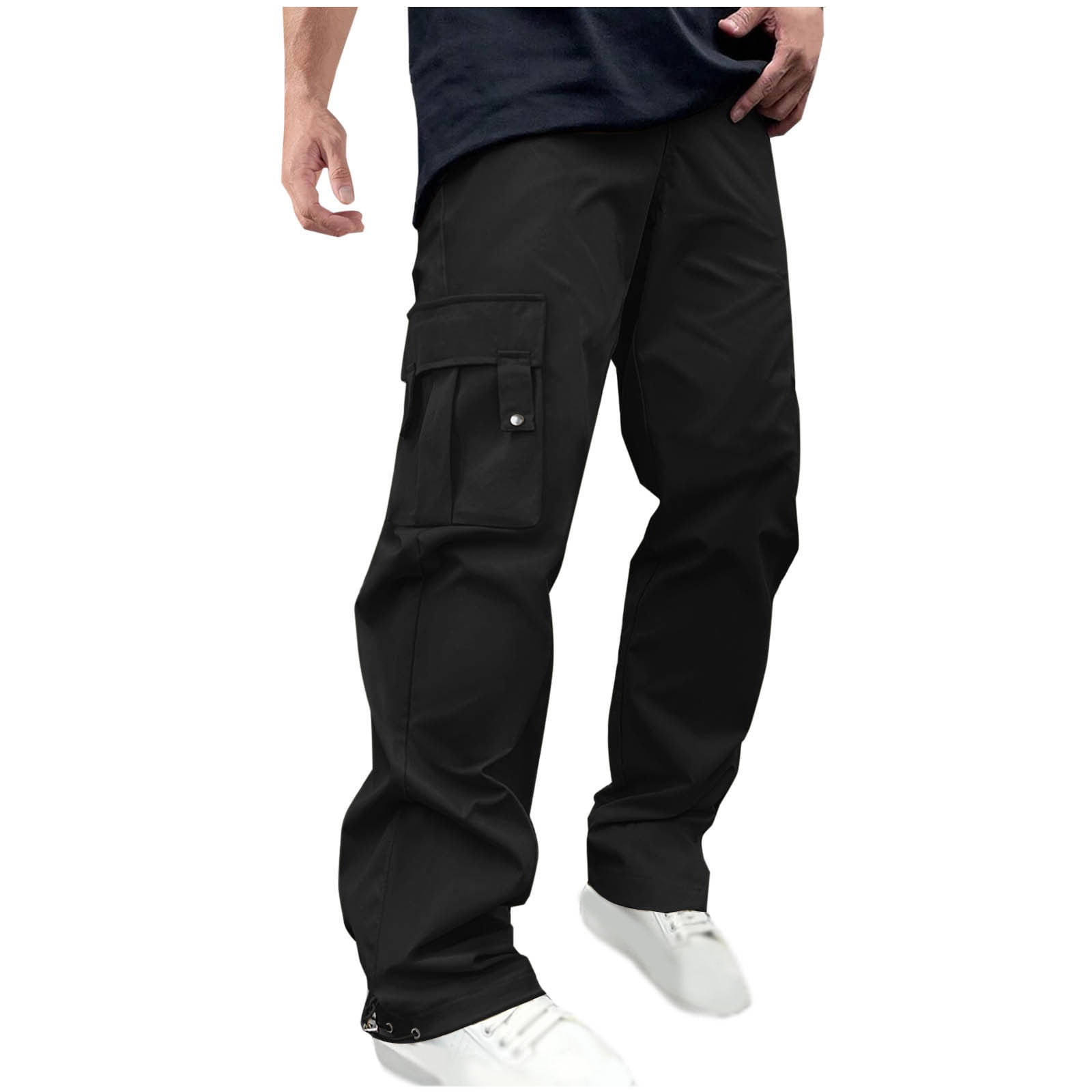 Nebwoak Mens Relaxed Fit Cargo Pants- Relaxed Fit Casual Baggy Elastic ...