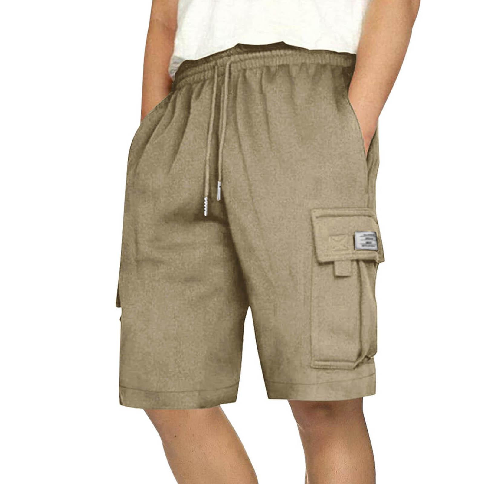 Nebwoak Mens Summer Cargo Shorts Elastic Waist Casual Stretch Baggy ...