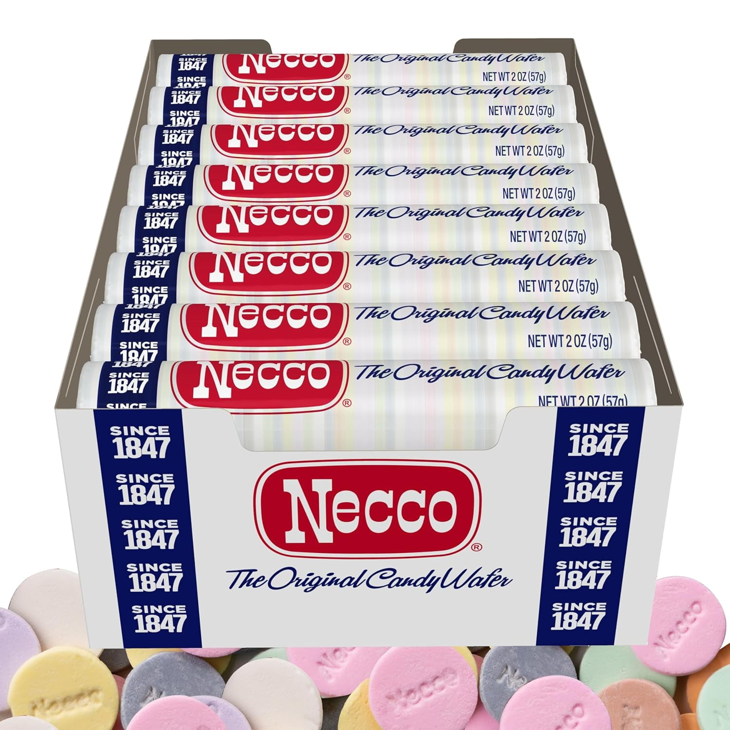Necco Wafers Candy, 24 Pack (2 Ounce Rolls Each), The Original Candy ...