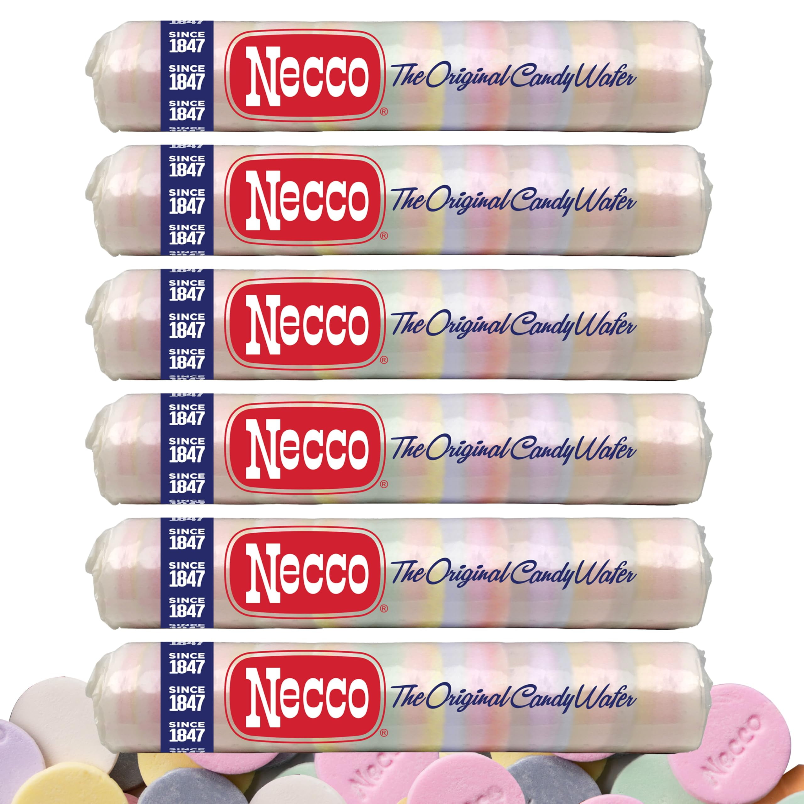 Necco Wafers Candy, 6 Pack (2 Ounce Rolls Each), The Original Candy ...