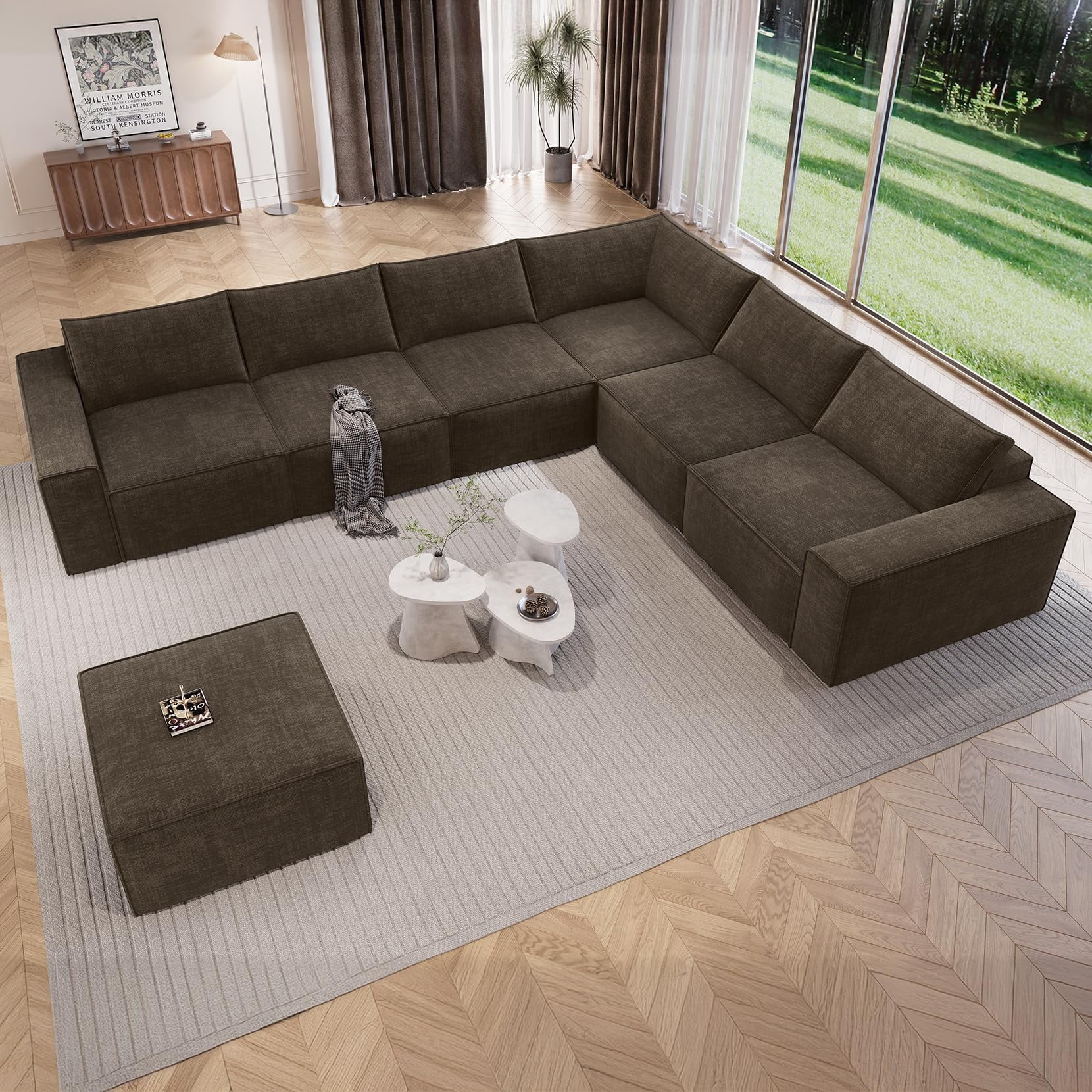 Neche 143.7" Oversized Boneless Couch, Modern 7 Seater Modular ...