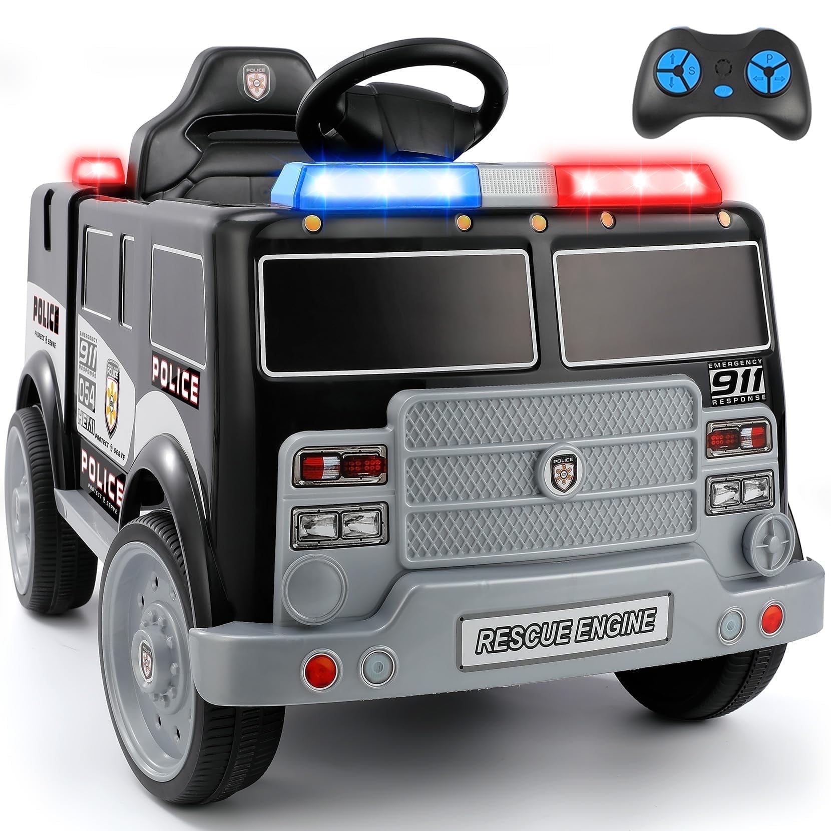 Bobiber Ride on Fire Truck, 12V Battery Powered Ride-On Toy Vehicle ...