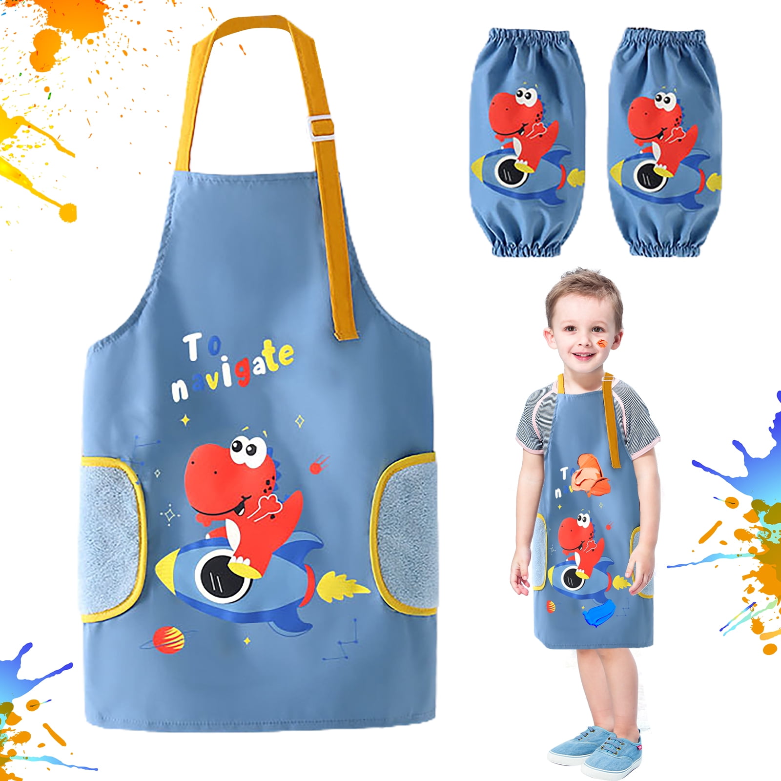 Neck Adjustable Kids Aprons,Sleeveless Waterproof Toddler Apron for ...