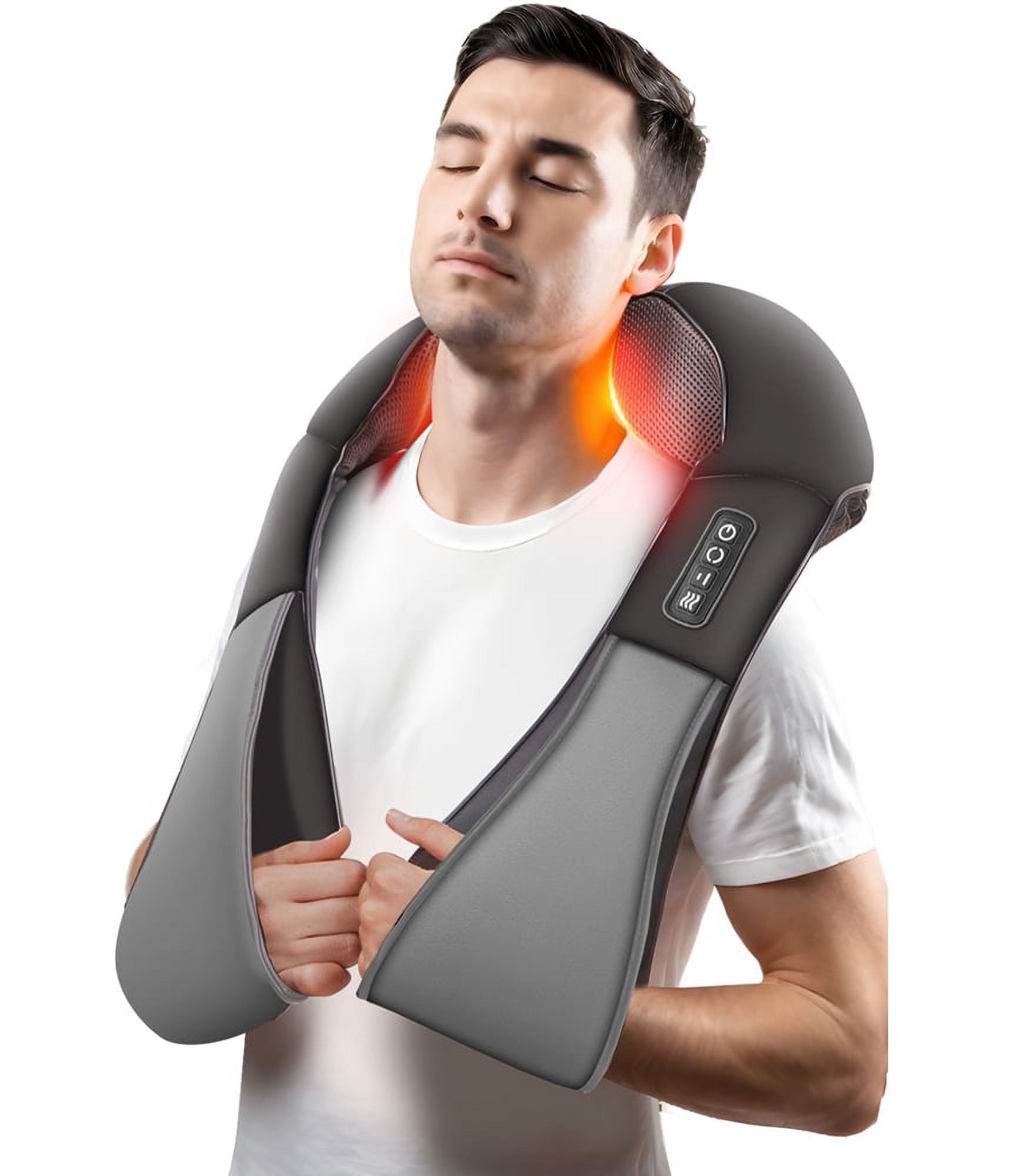 Neck Back Massager with Heat, 4D Shiatsu Shoulder Massager for Pain ...