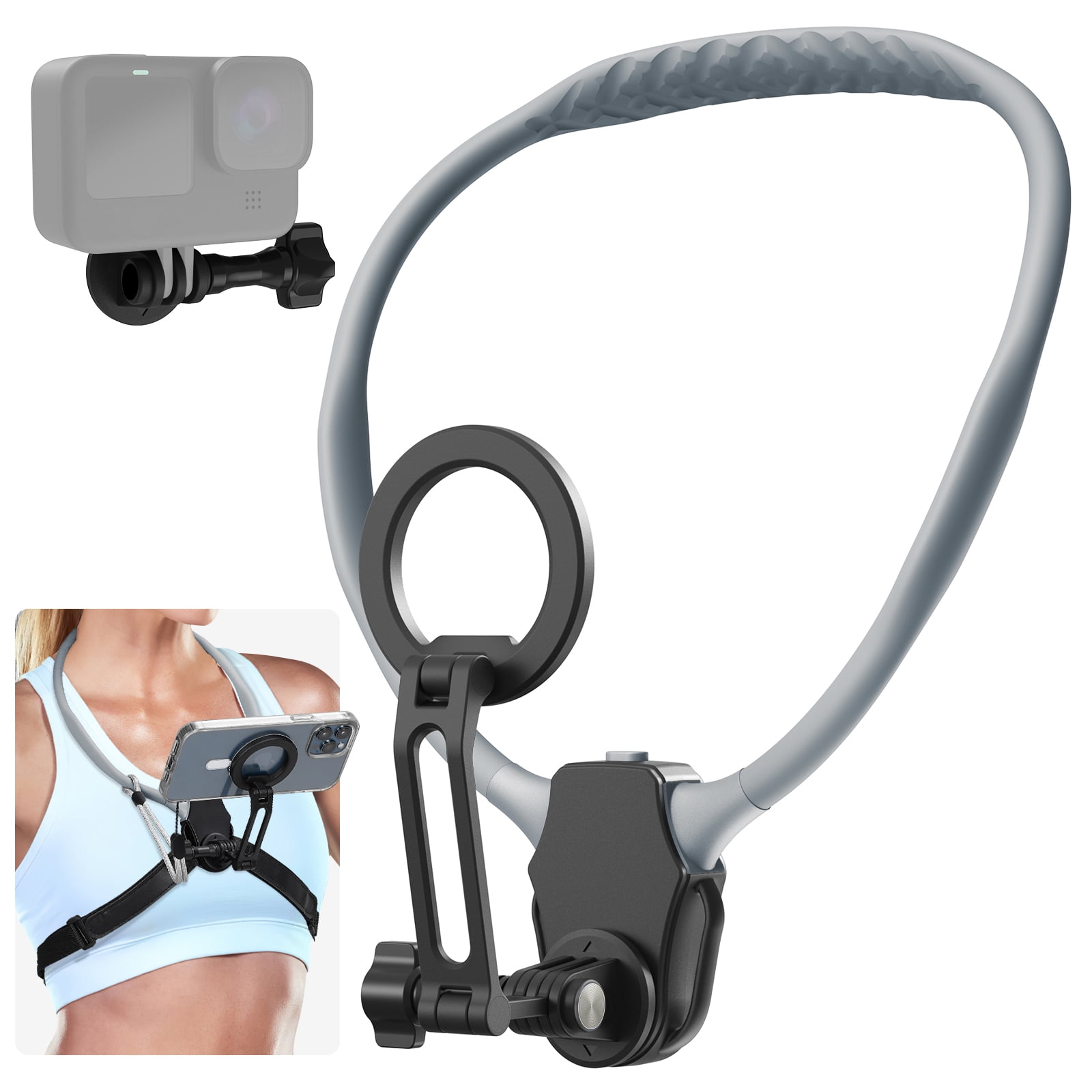 Neck Cell Phone Holder POV/Vlog Selfie Mount Chest Stand Strap Video ...