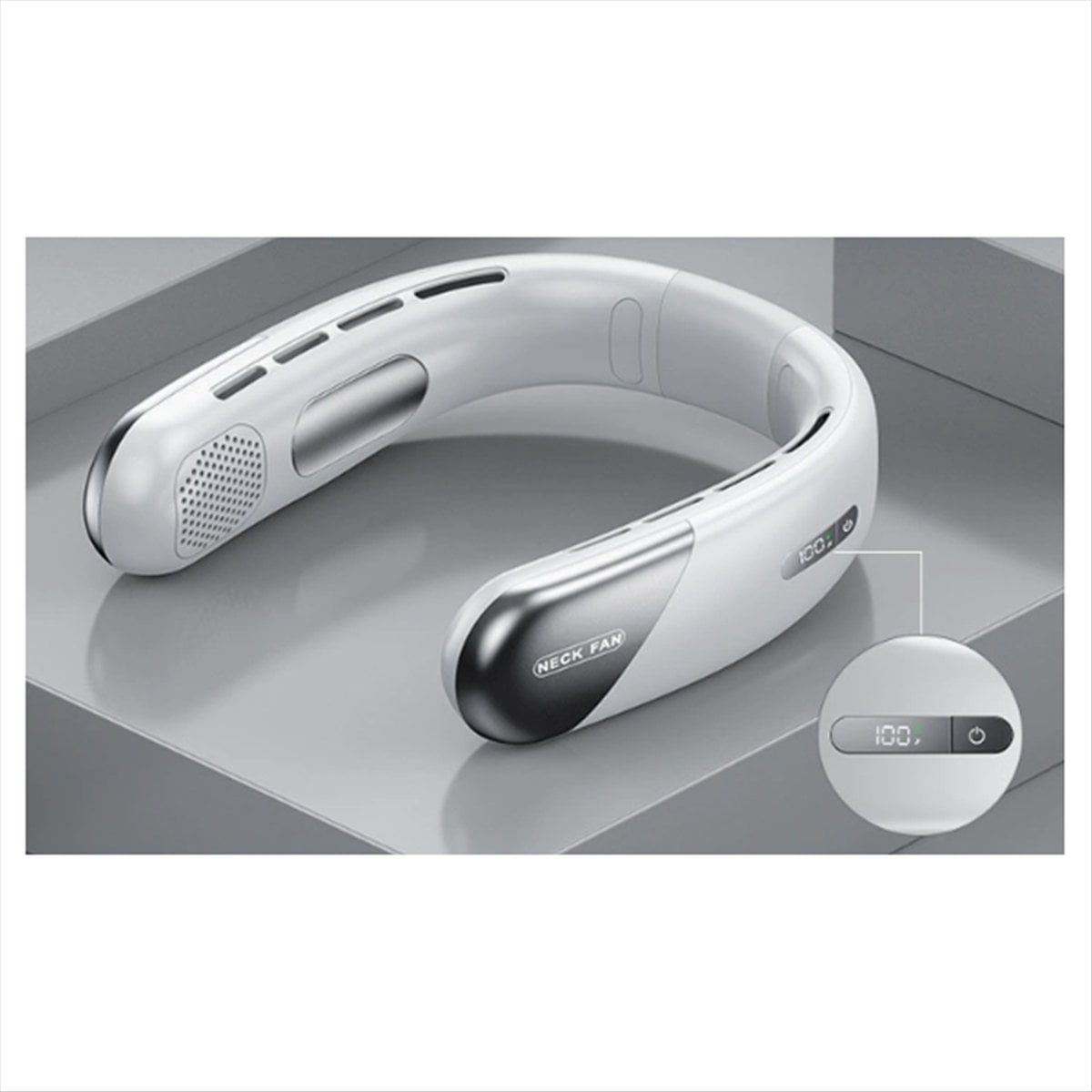 Neck Fan Mute Portable Fan LED Digital Display 5th Gear Wind Electric ...