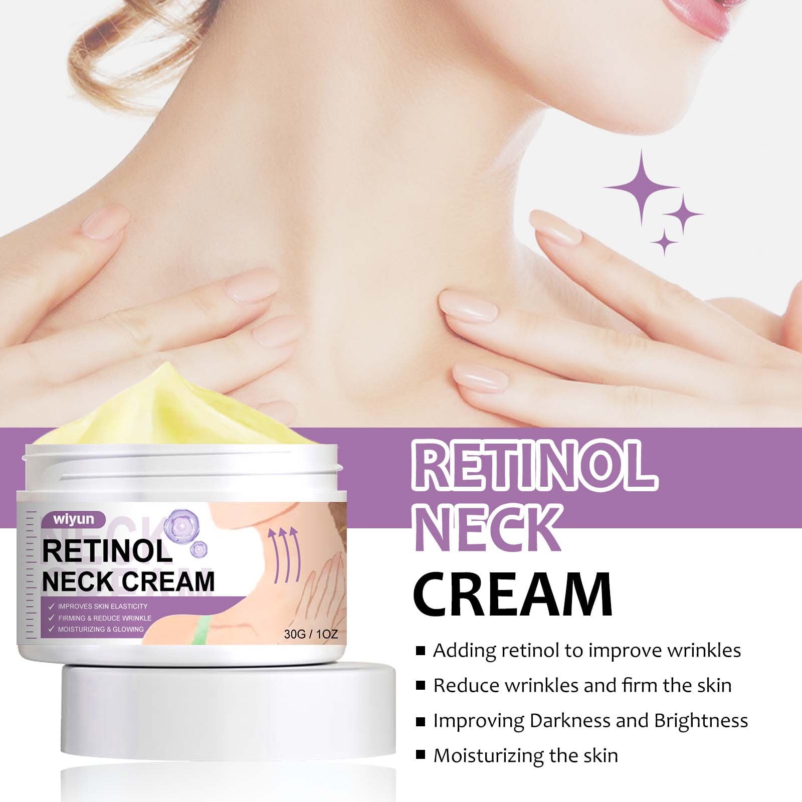 Neck Firming Cream for Neck Lines & Wrinkles | Anti-Aging Face Jawline Moisturizer with Retinol ...