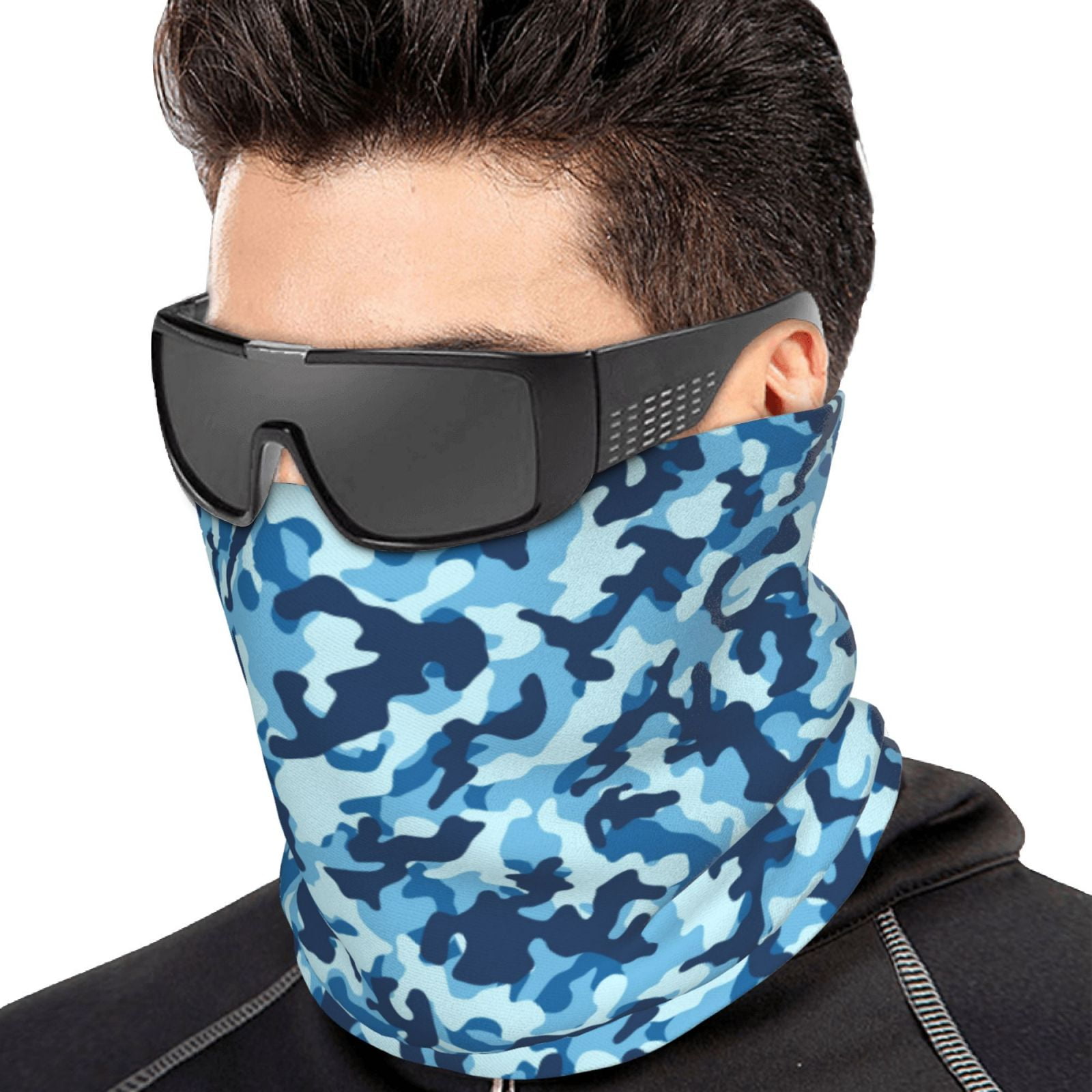 Neck Gaiter Bandana Face Mask - Blue Camouflage Breathable Sun Wind ...