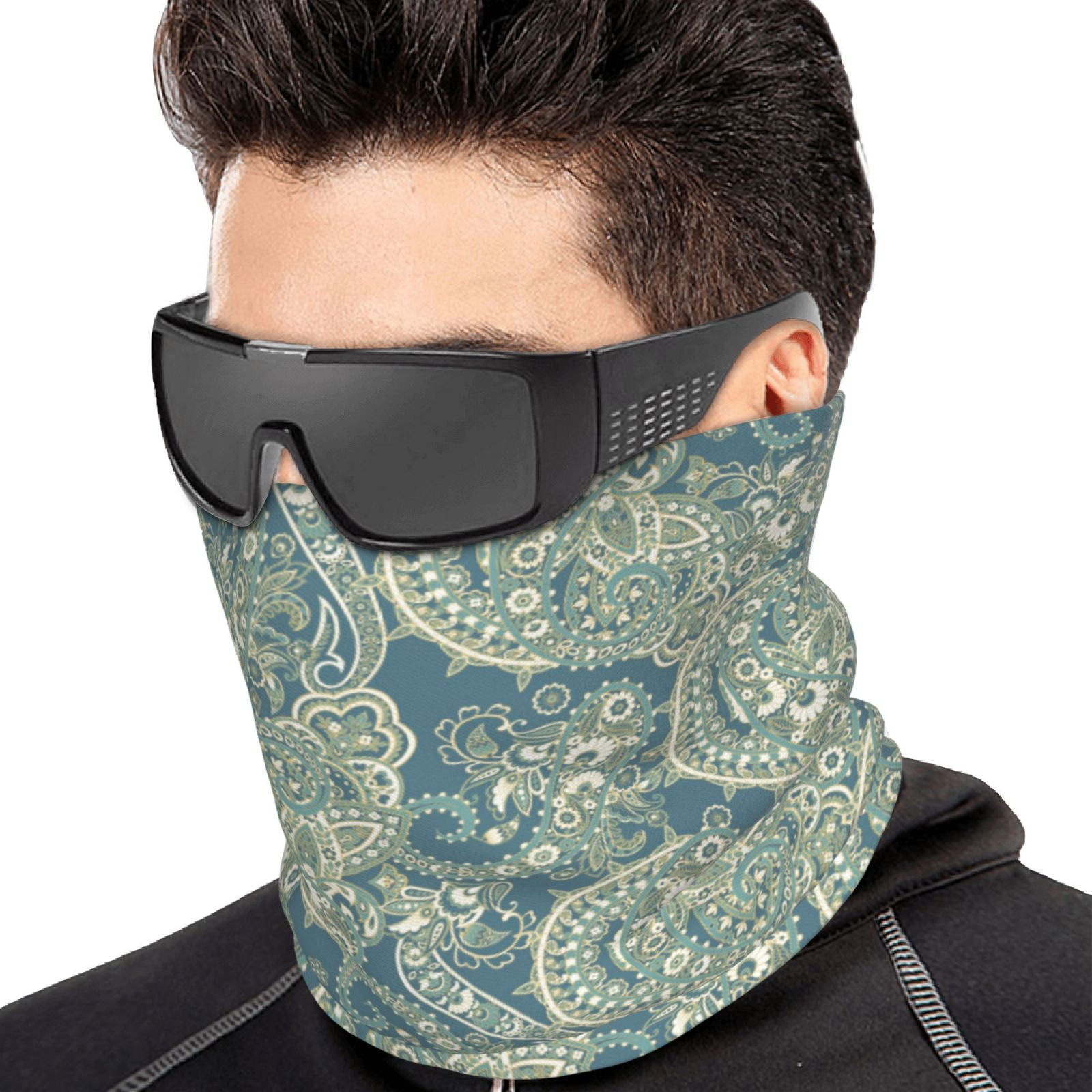 Neck Gaiter Face Cover Scarf, Paisley Green Soft Face Sun Mask Cover ...