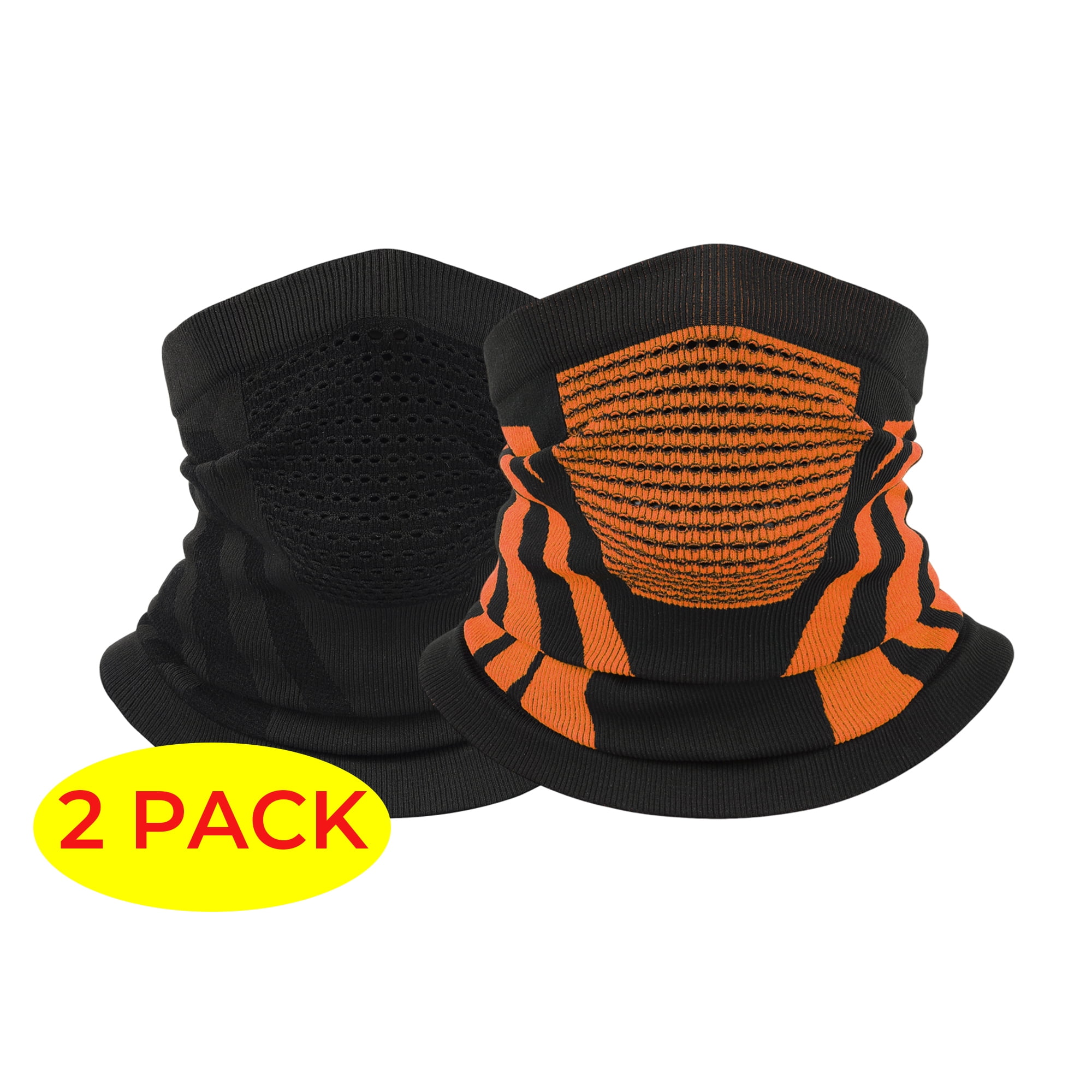 Neck Gaiter Face Mask for Men Women 2 Pack Knit Fabric Warmer Cover ...