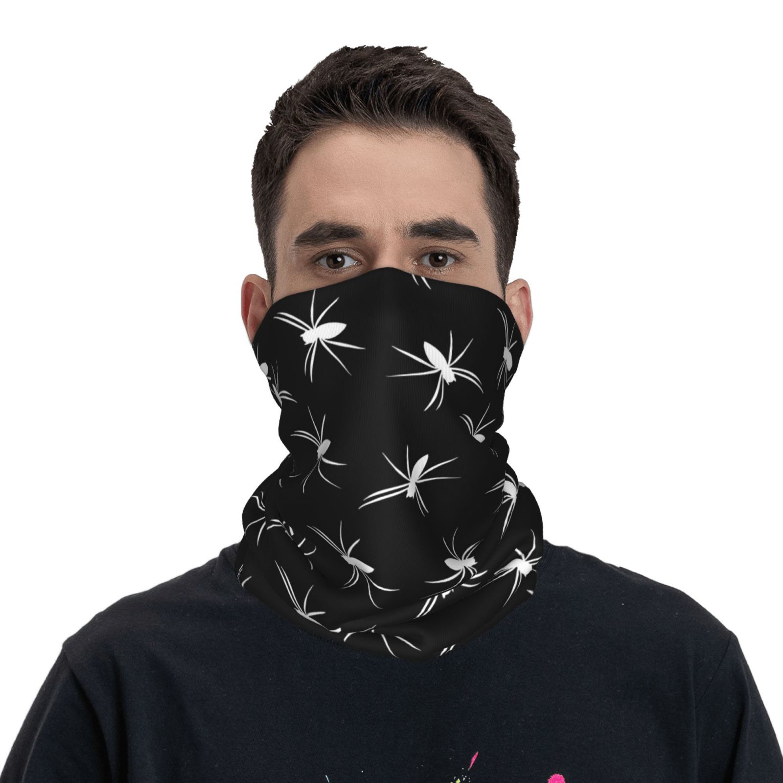 Neck Gaiter for Men Women - white spider doodle black Cooling Neck ...