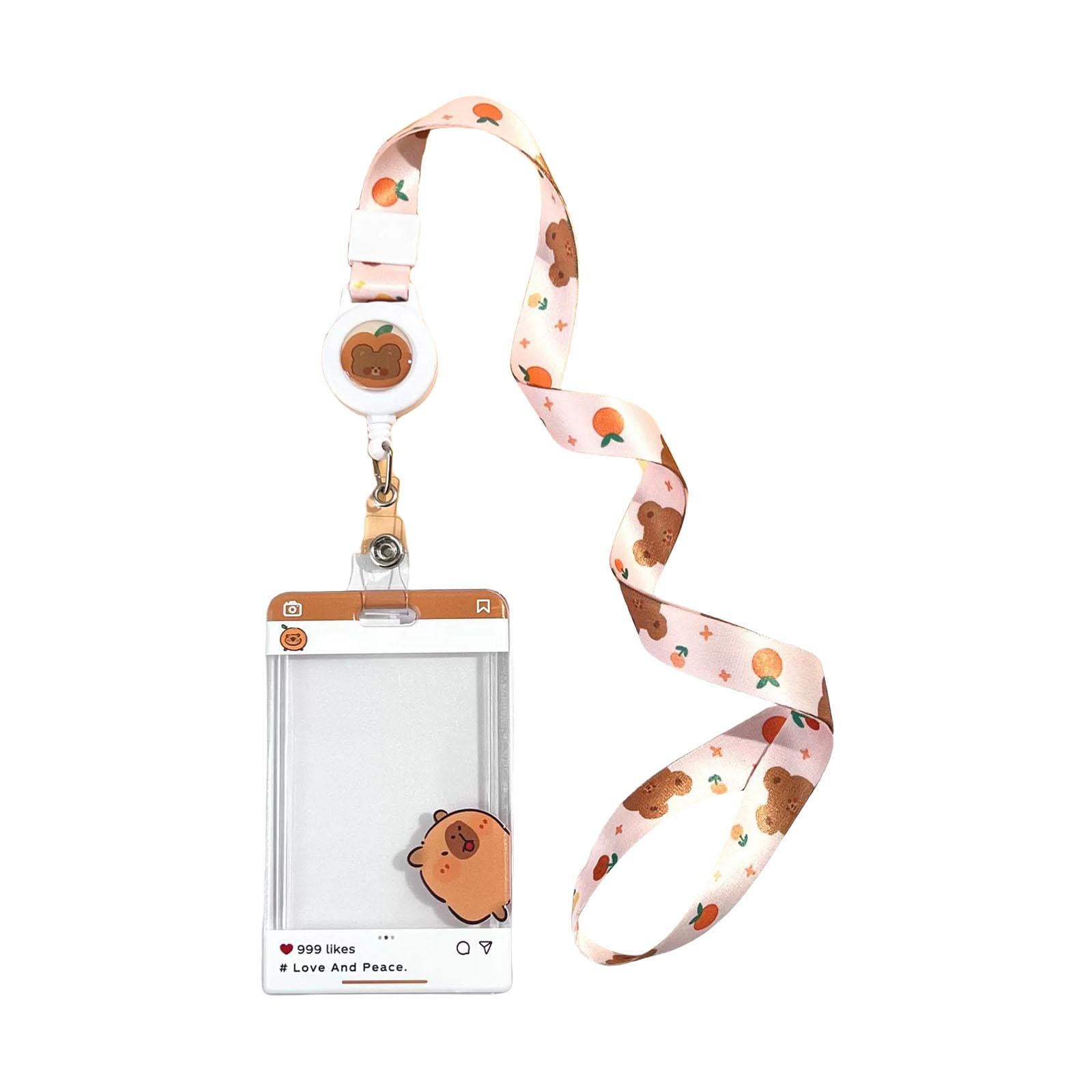 Neck Lanyard Card Sleeve Set Cartoon Card Badge Reel with Retractable ...