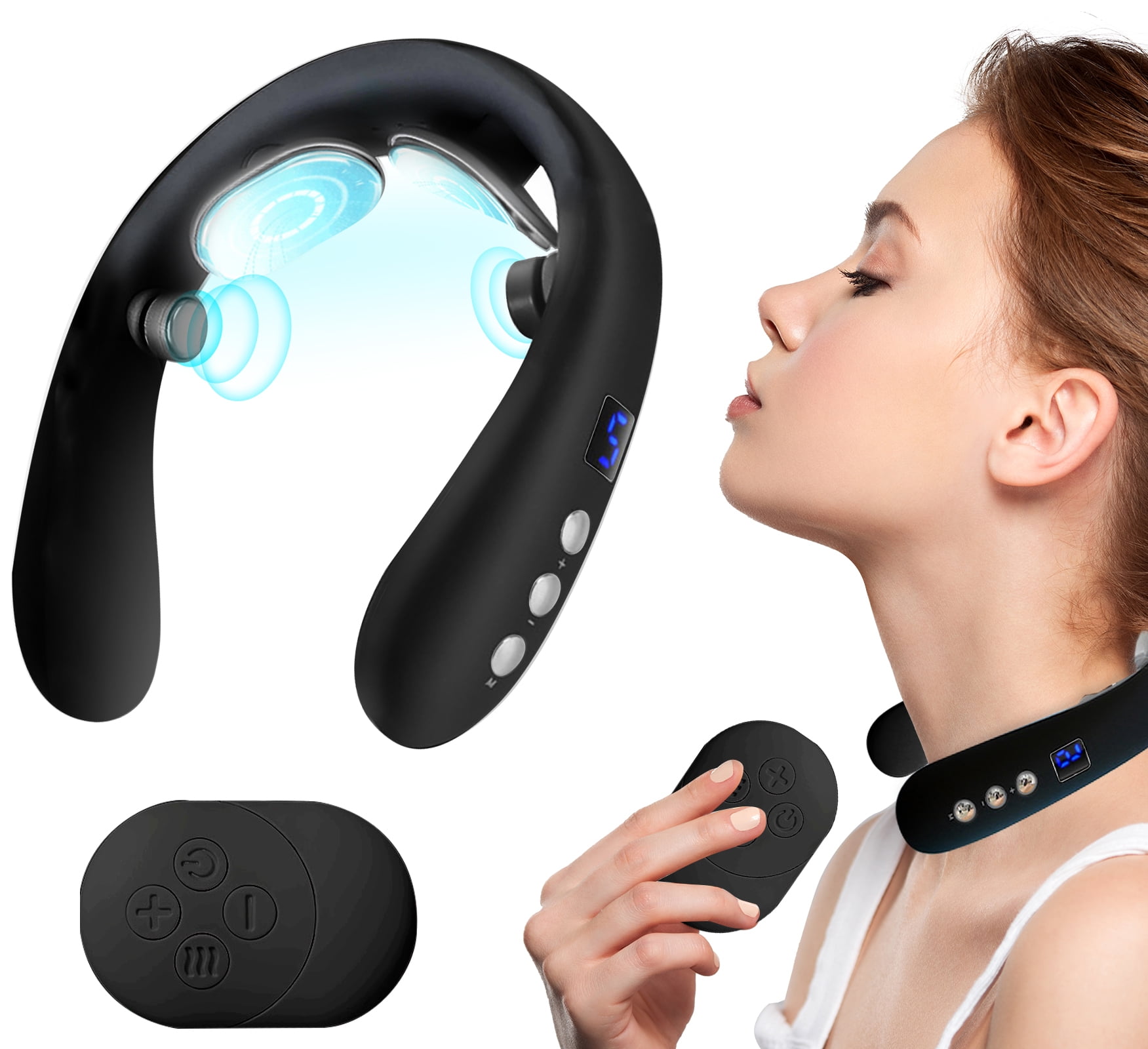 Neck Massager, Electric Pulse Neck Massager for Pain Relief Deep Tissue ...