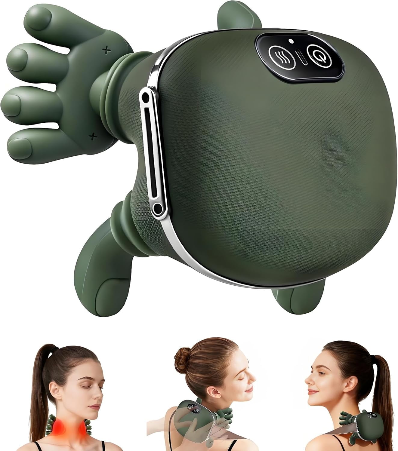 Neck Massager with Fingers,Rechargeable Heated Massager with 4D Bionic ...