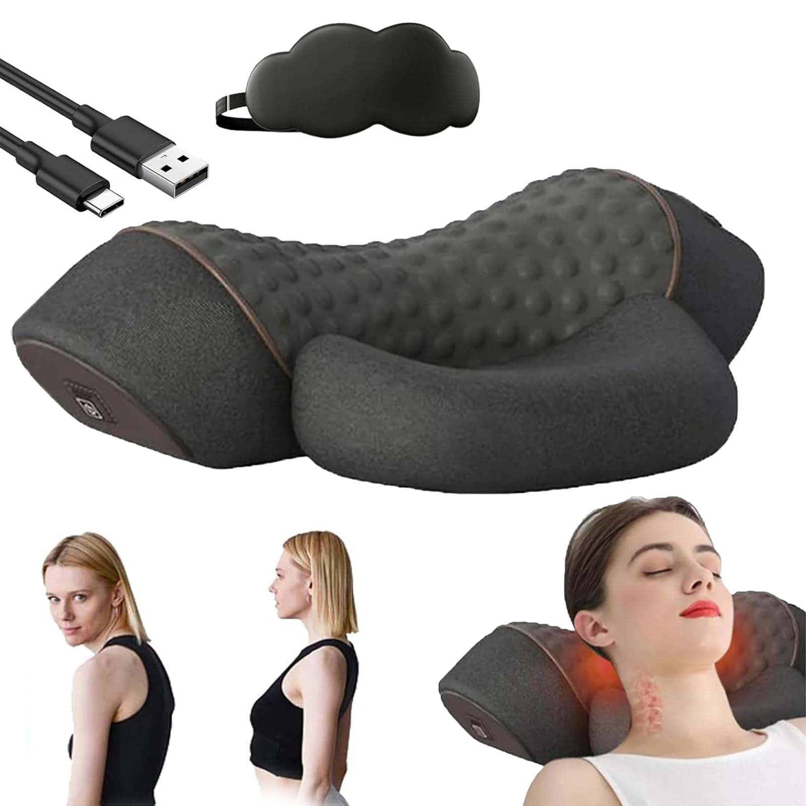 Neck Massager, Fisiorest 2025 Upgrade 3-in-1 Electric Neck Massager Pillow Hump for Shoulder ...
