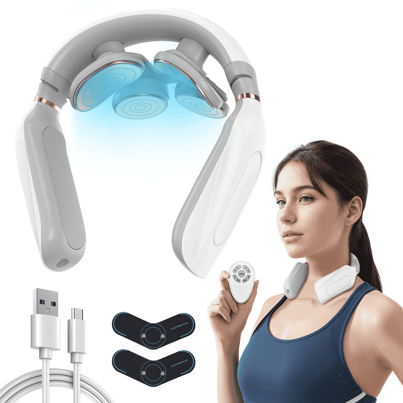 NEXPURE 4D Electric Pulse Neck Massager, 3 Modes, 15 Levels, Pain ...