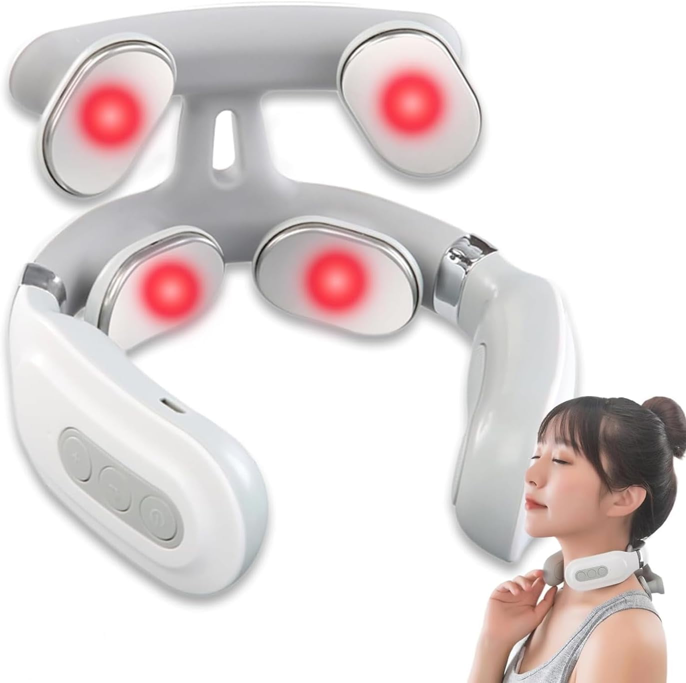 Neck Massager, Massager, 4-Head Neuro Pulse Neck Relaxer, Portable ...