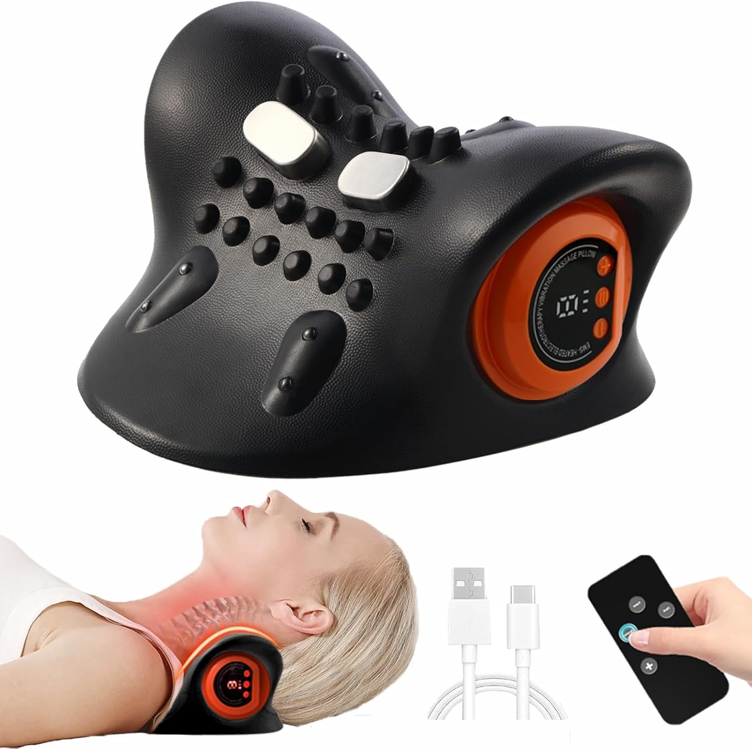 Neck Massager, Neck and Shoulder Relaxer with Heat, Portable Cordless ...