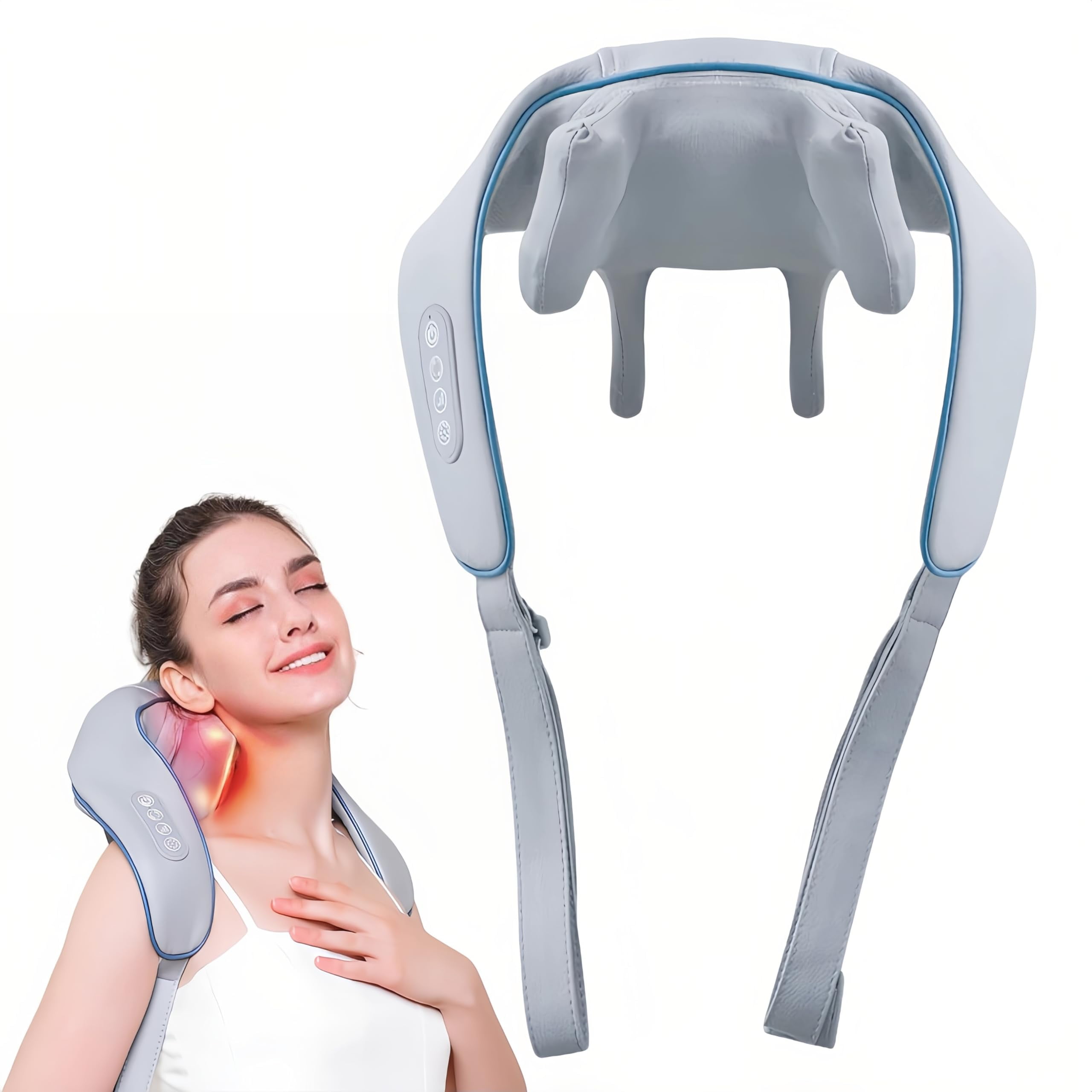 Neck Massager for Pain Relief Deep Tissue Heated Neck and Shoulder ...