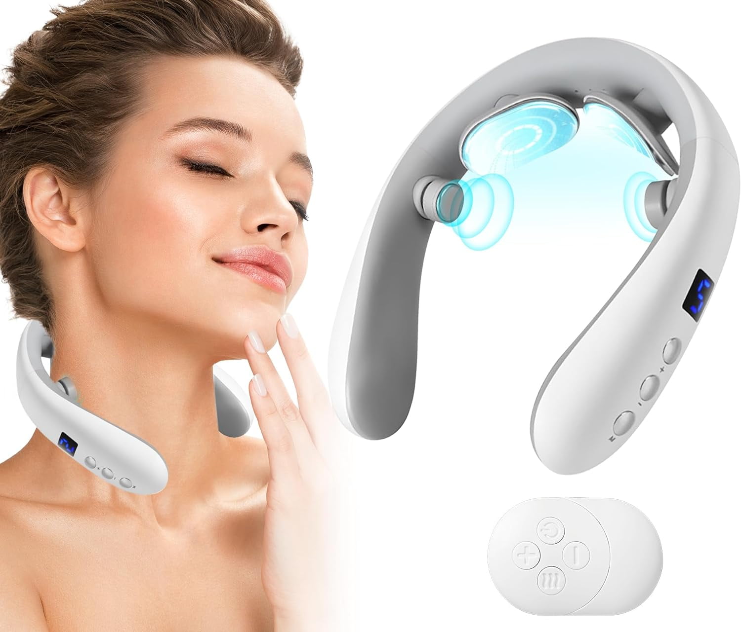 Neck Massager，Pulse Neck Massager for Pain Relief Deep Tissue, Portable ...