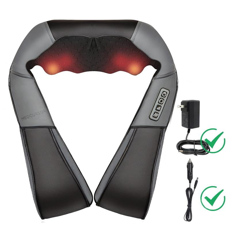 Neck Massager with Heat Shiatsu Shoulder Back Kneading Electric Massage ...